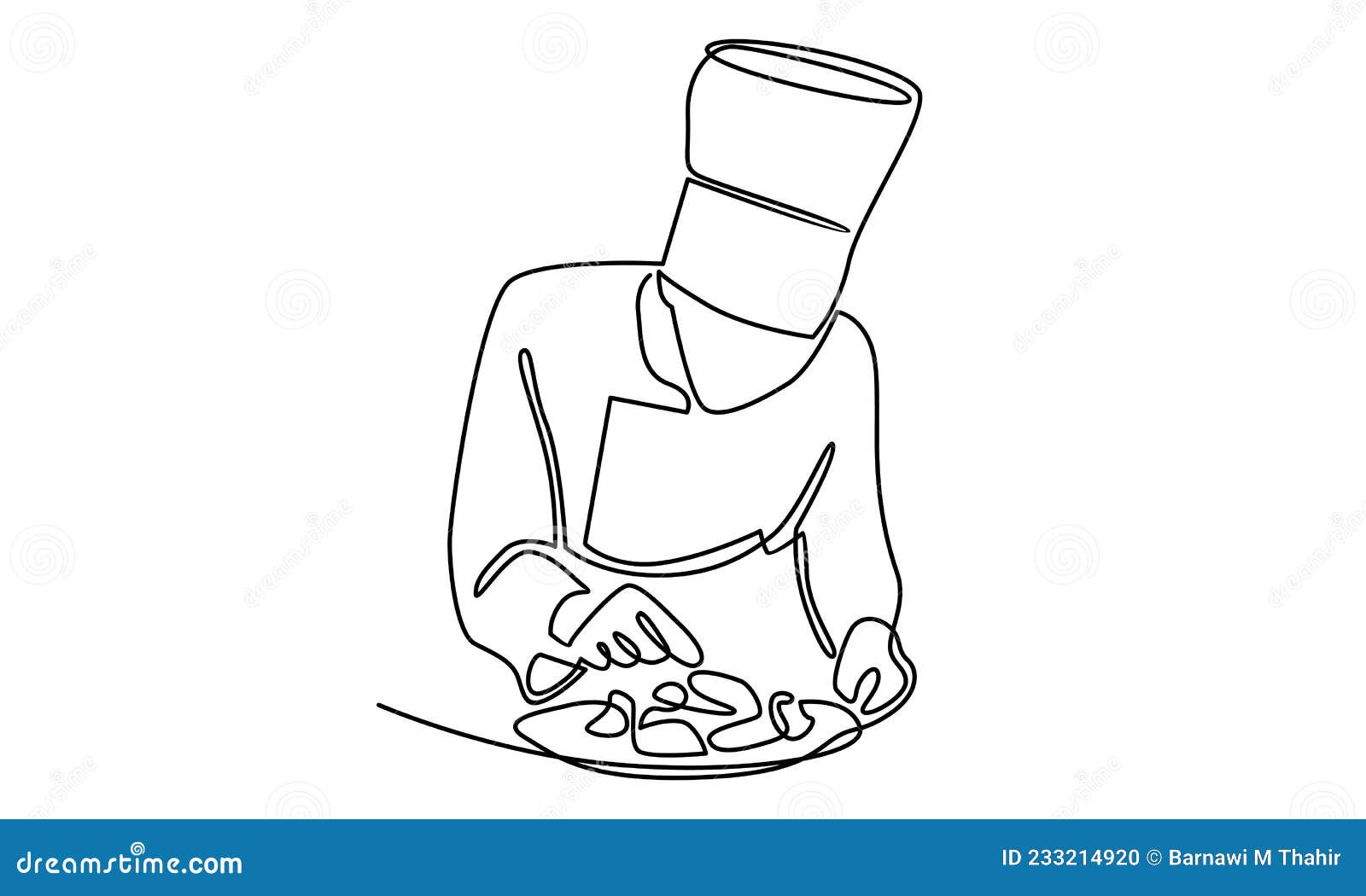 Continuous line of chef stock vector. Illustration of service - 233214920