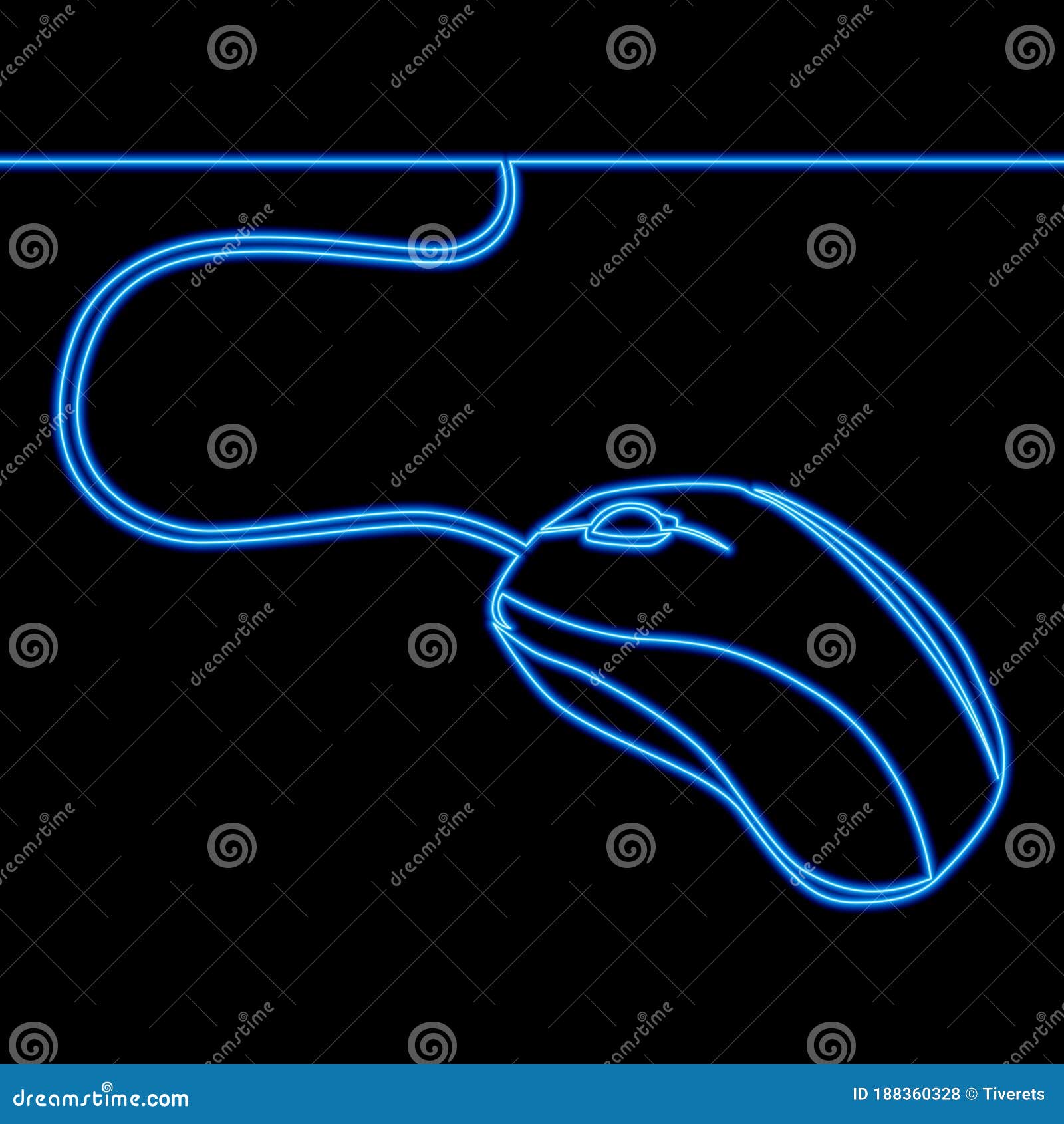 Continuous Line Computer Mouse Neon Concept Stock Vector - Illustration ...