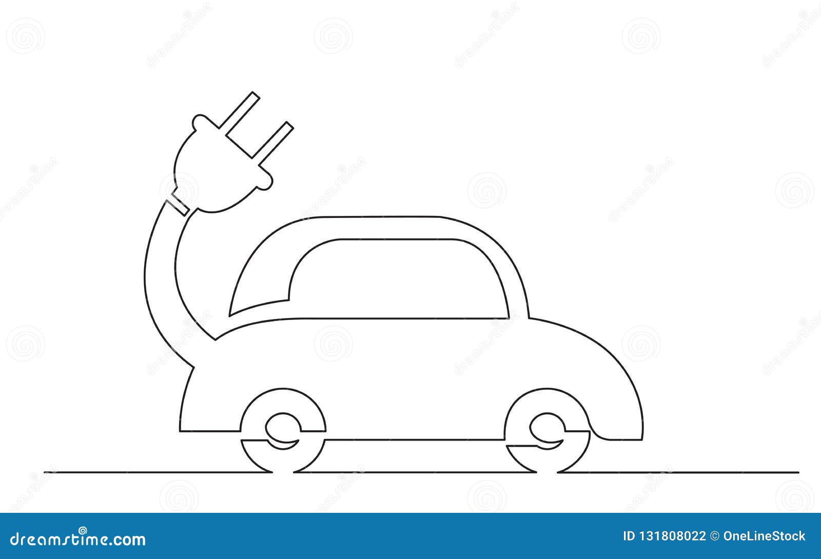 Continuous Line Concept Sketch Drawing of Electric Car Stock Vector ...