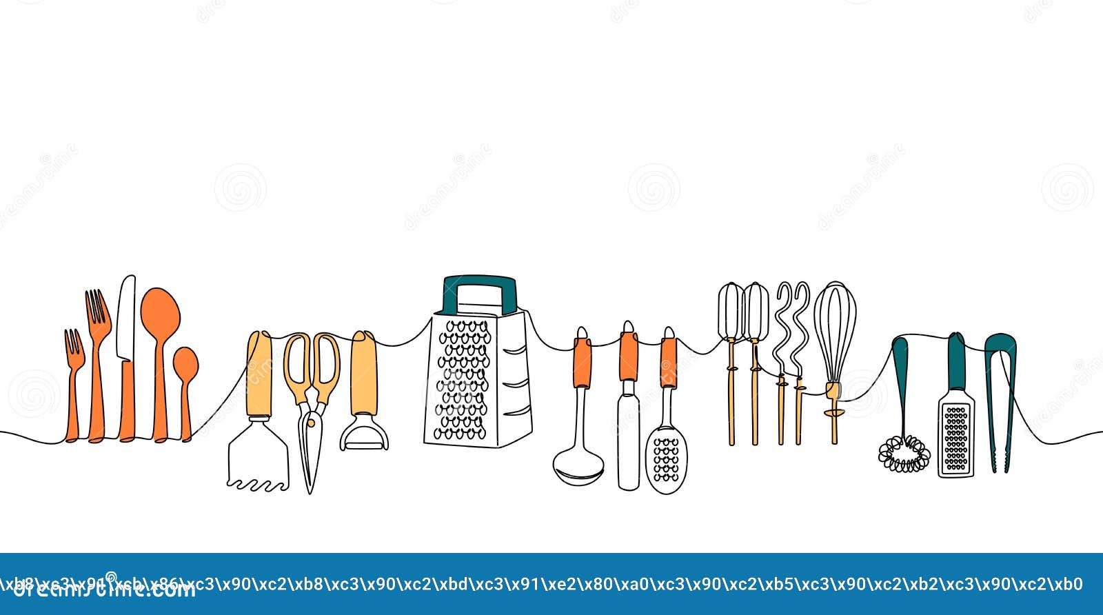 Continuous Line Cutlery. Hand Drawn Restaurant Menu Cutlery Graphic ...
