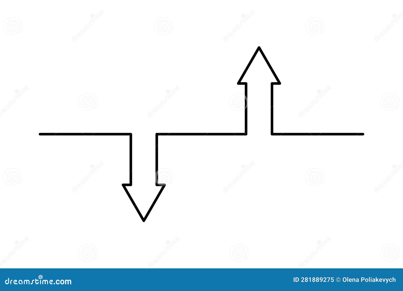 Continuous Line Design of Arrows Pointing Up and Down. Single Line ...