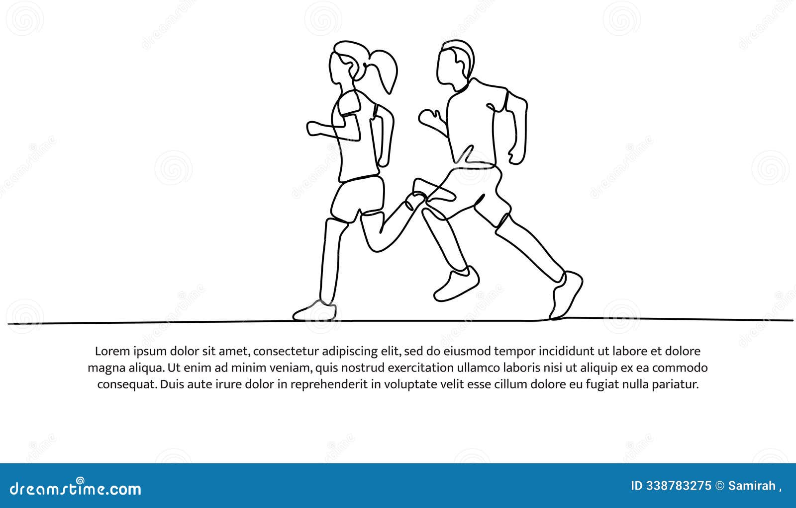 Continuous Line Design of Jogging Couple Stock Vector - Illustration of ...