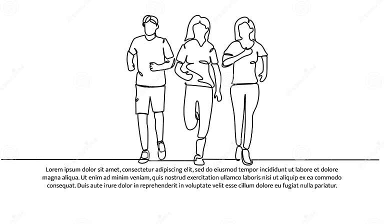 Continuous Line Design of Jogging Stock Vector - Illustration of ...