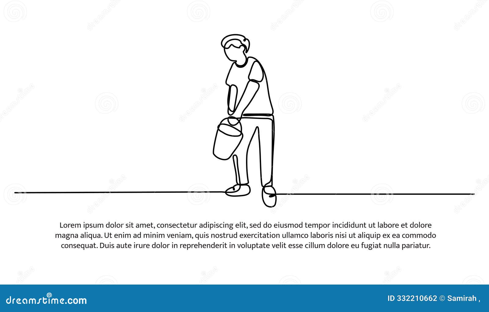 Continuous Line Design of a Man Carries Water in a Bucket Stock ...