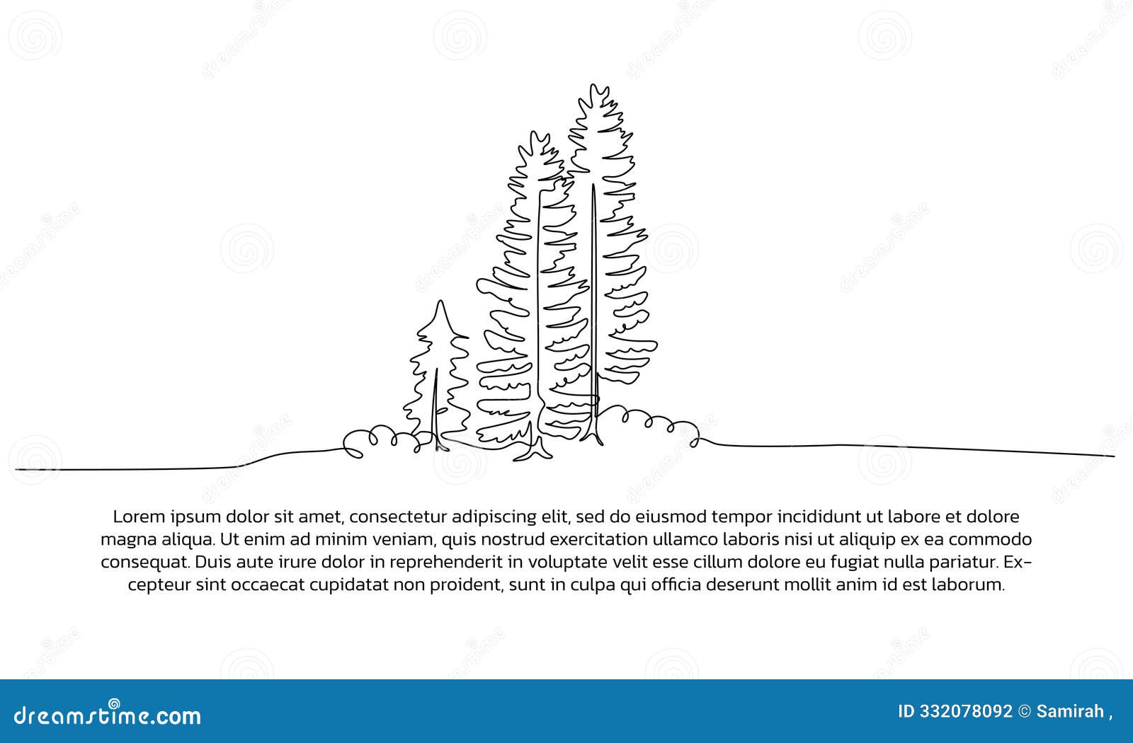 Continuous Line Design of Pine Tree Landscape Stock Illustration ...