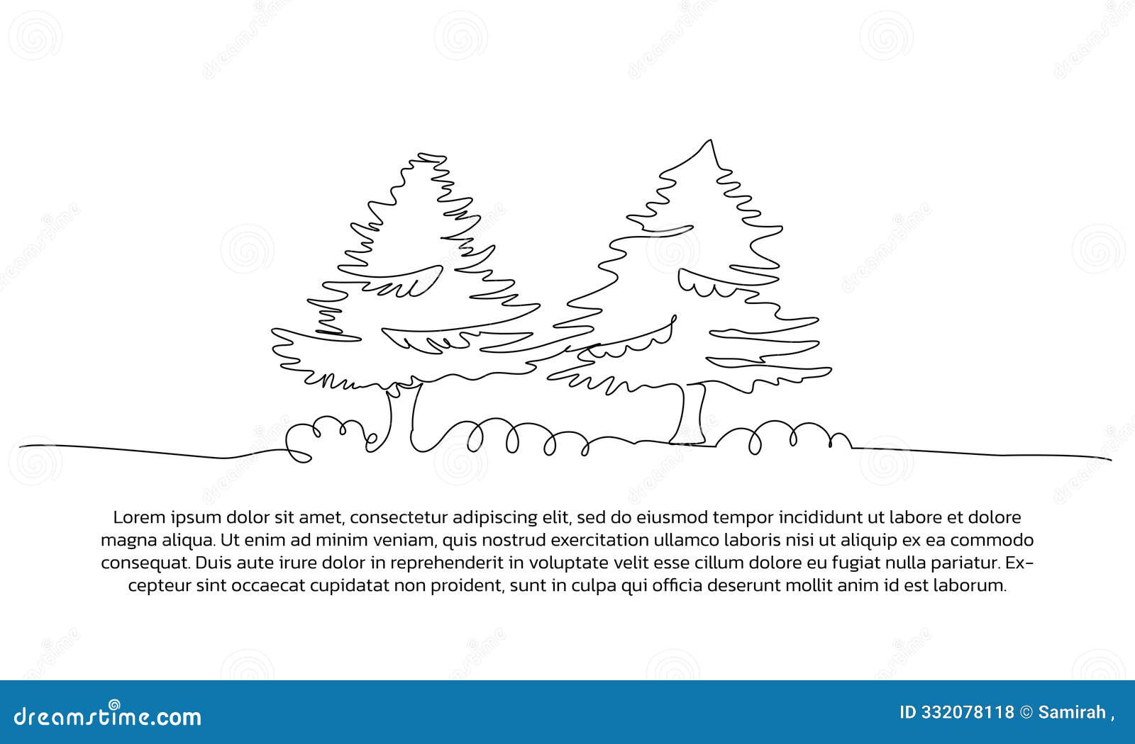 Continuous Line Design of Pine Tree Landscape Stock Illustration ...