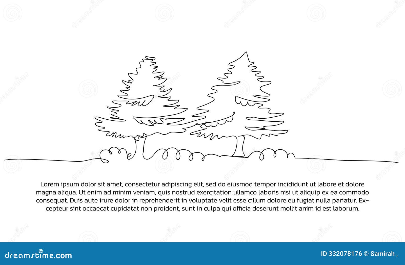 Continuous Line Design of Pine Tree Landscape Stock Illustration ...