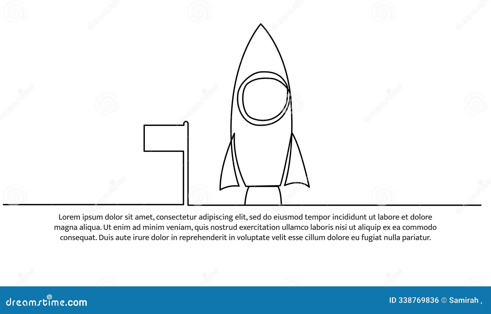 Continuous Line Design of Rocket and Flag Concept Design Stock Vector ...