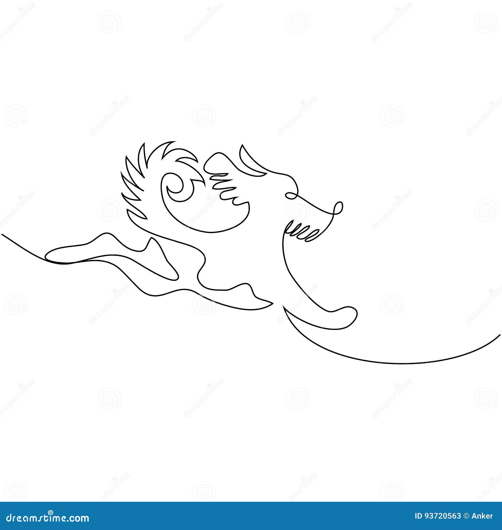 Continuous Line Design with Running Dog Stock Vector - Illustration of ...