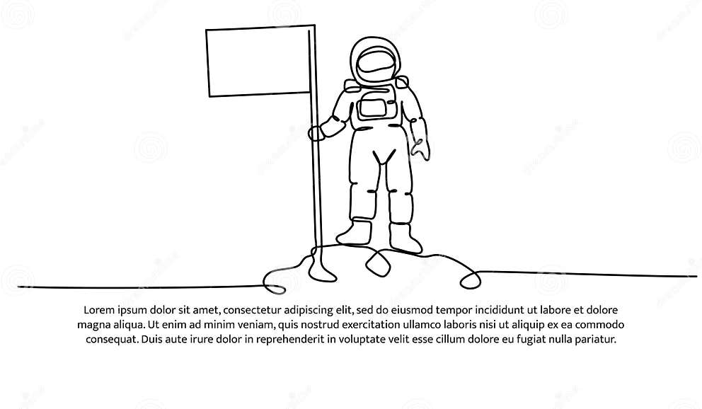 Continuous Line Design of Spaceman Holding a Flag Concept Design Stock ...
