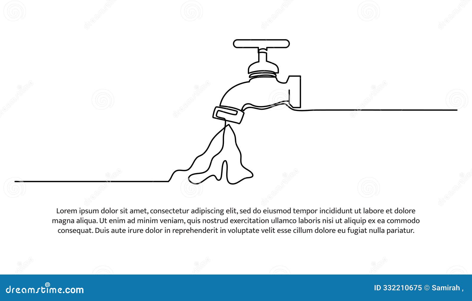 Continuous Line Design of Water Flows from the Tap Stock Illustration ...