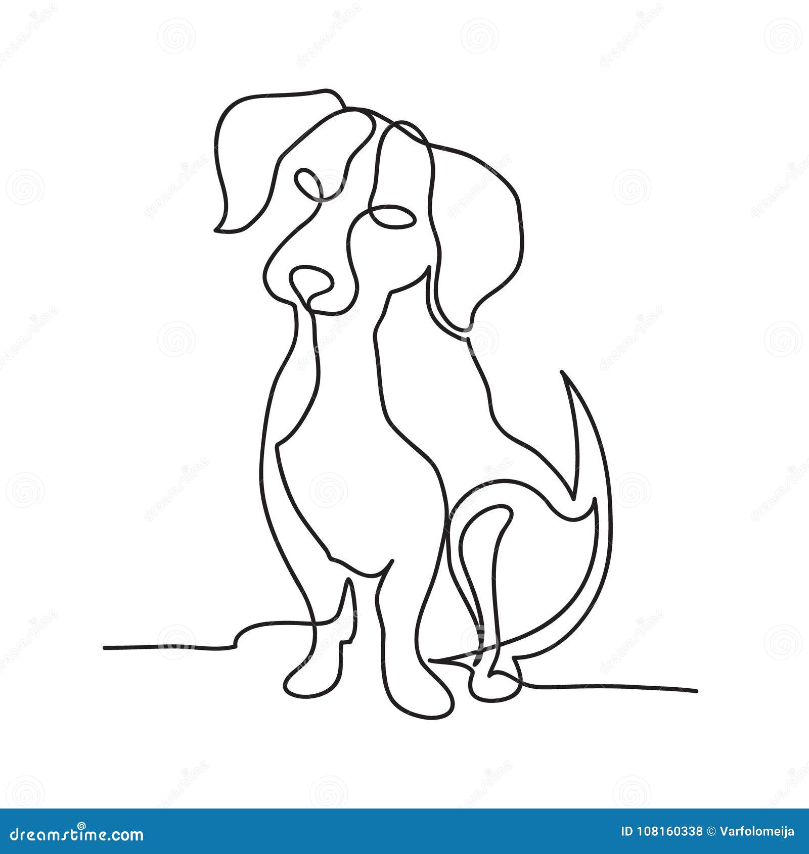 Continuous Line Dog Minimalistic Hand Drawing Vector Isolated Stock ...