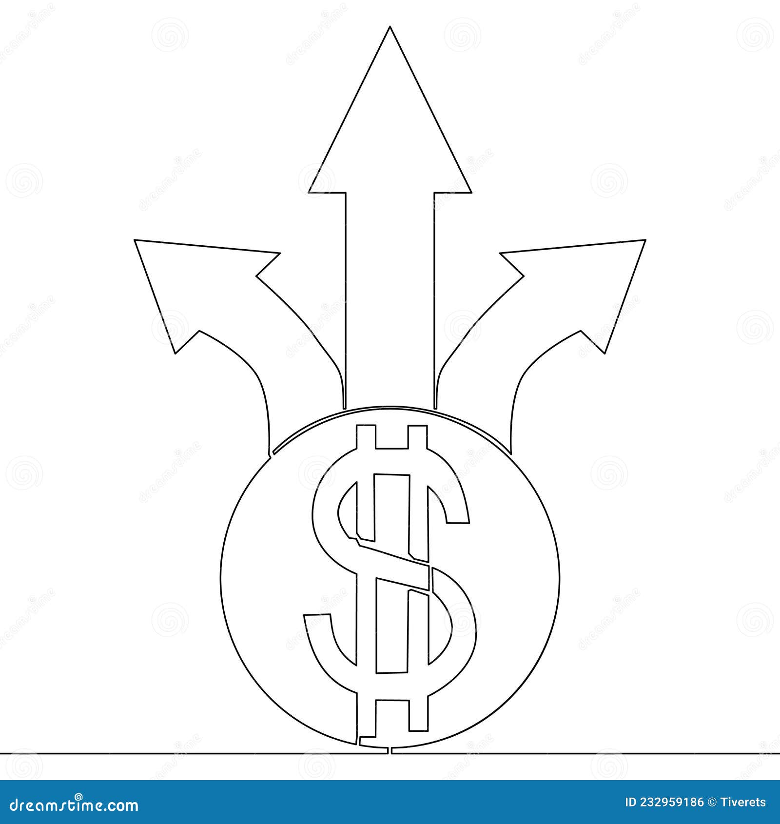 Continuous Line Dollar Sign with Arrows Concept Stock Vector ...