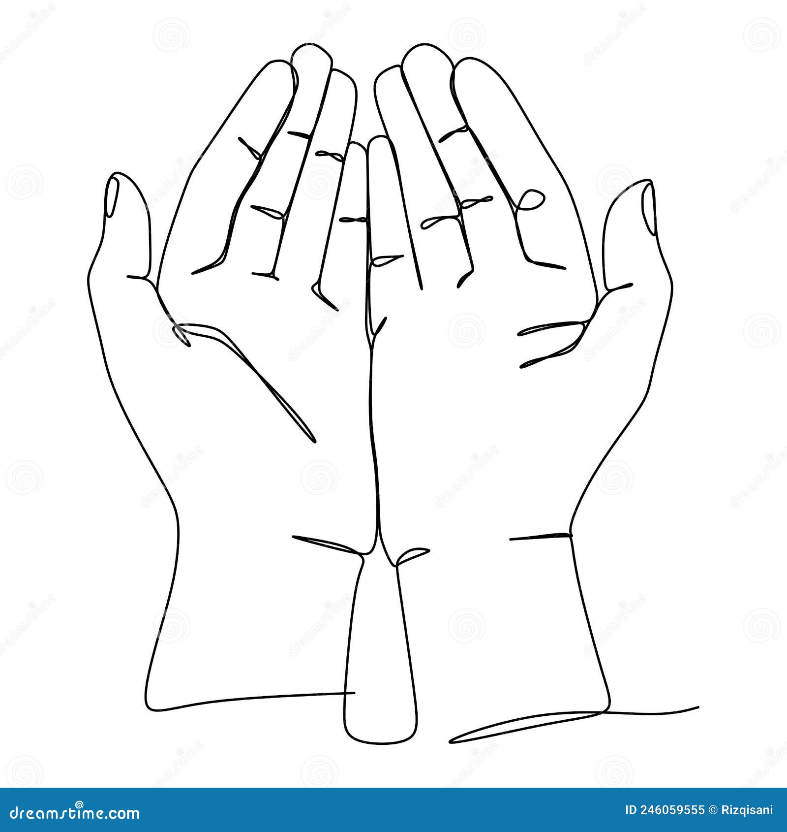 Continuous Line Draw Design Vector Illustration. Praying Hand Sign And ...
