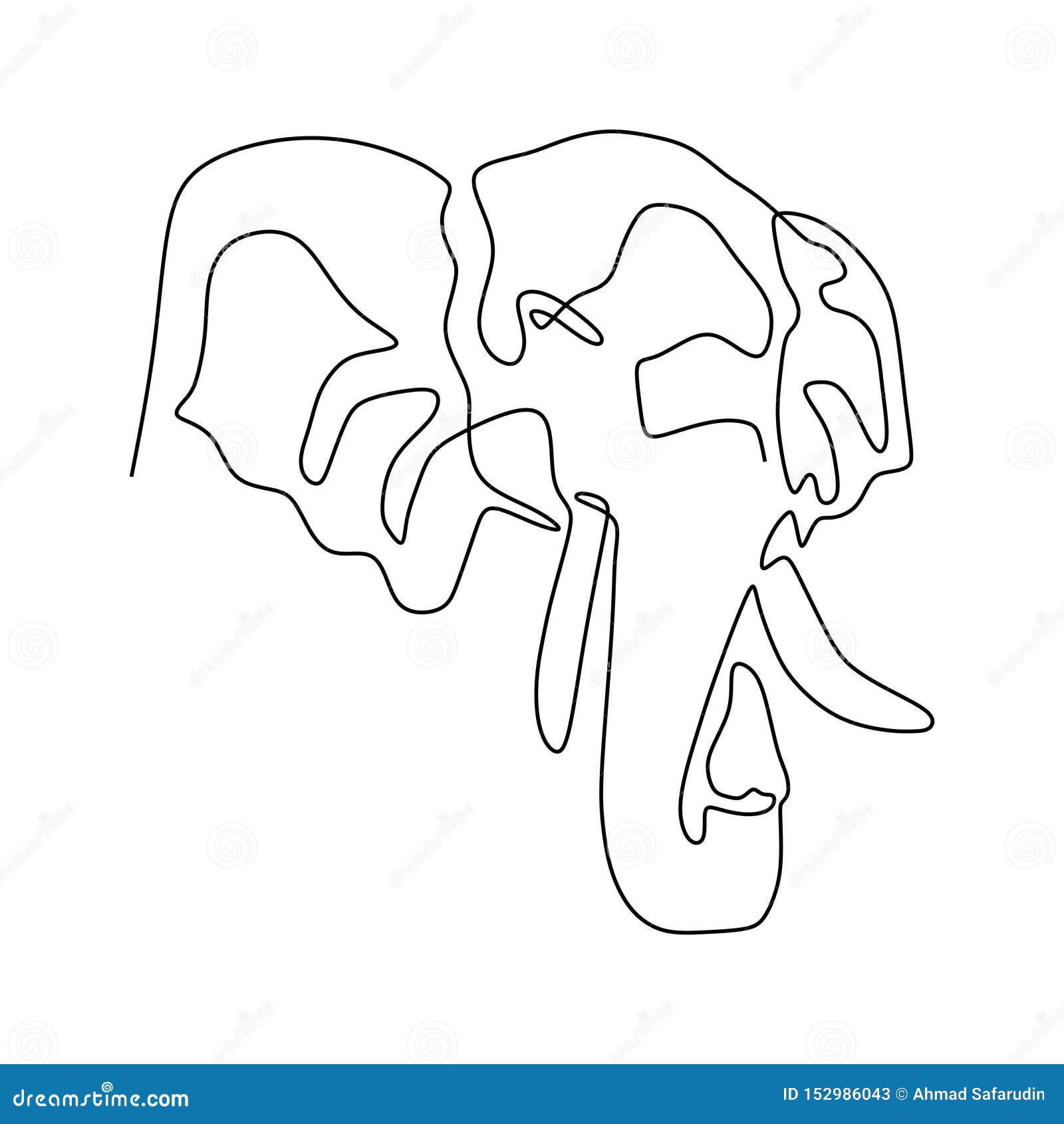 Continuous Line Draw Head Elephant Design Illustration Stock Vector ...