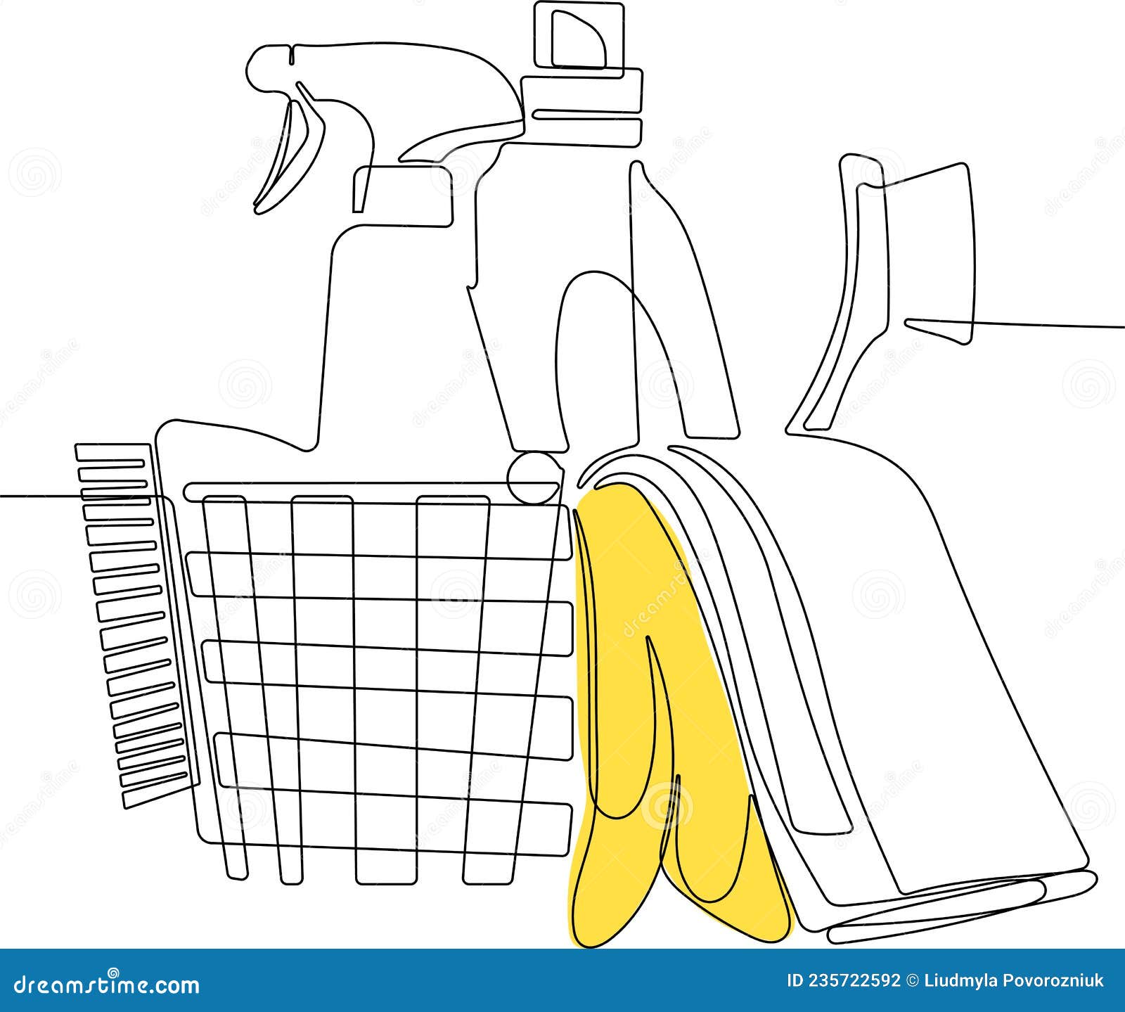 Continuous Line Draw of Set Bottles of Different Cleaning Procucts ...