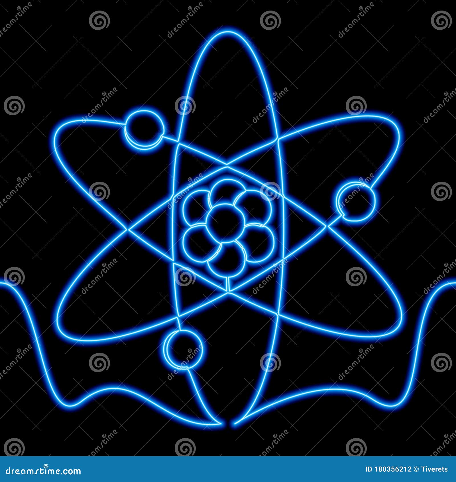 Continuous Line Drawing Abstract Atom Neon Concept Stock Vector ...