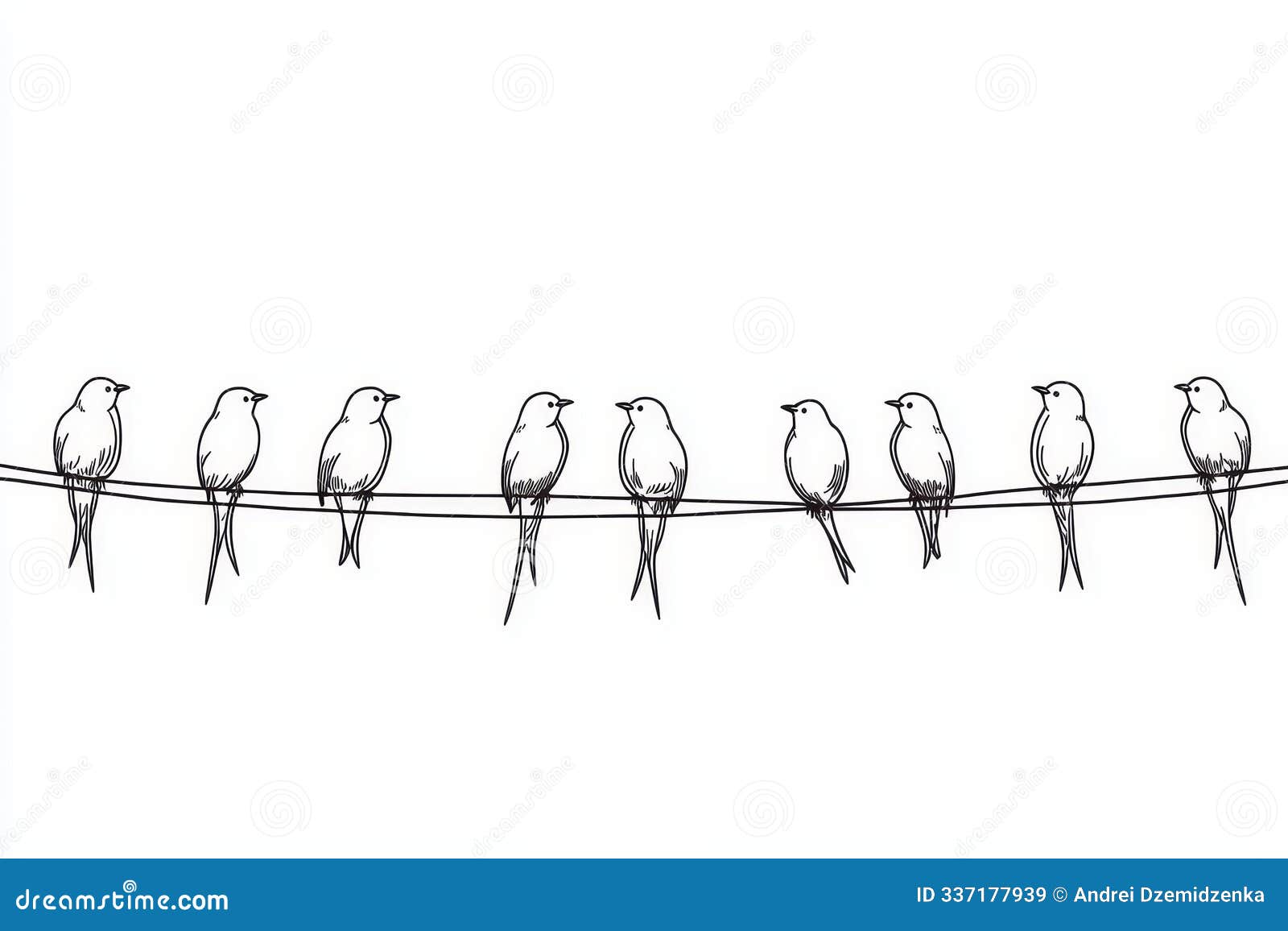 A Continuous Line Drawing of Abstract Birds on Branches Stock ...