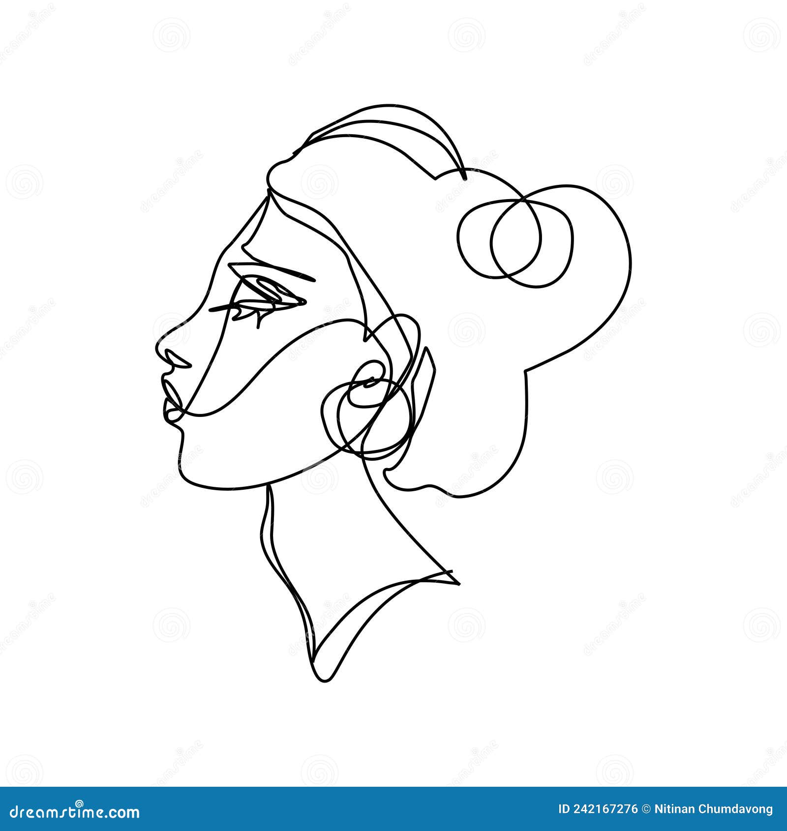 Continuous Line Drawing Abstract Woman Side View Vector Illustration ...