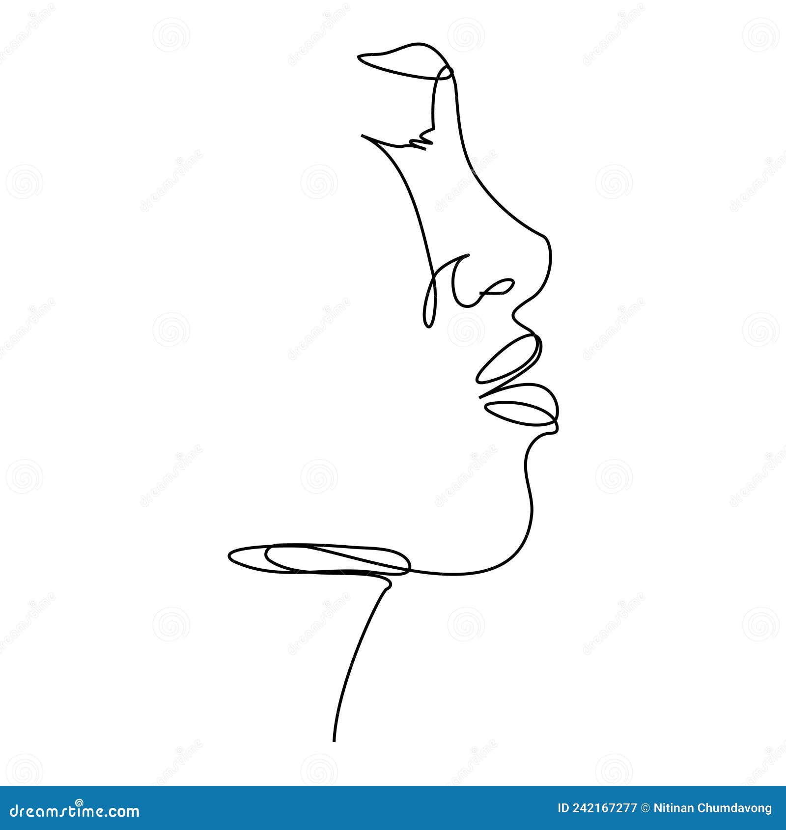Continuous Line Drawing Abstract Woman Side View Vector Illustration ...