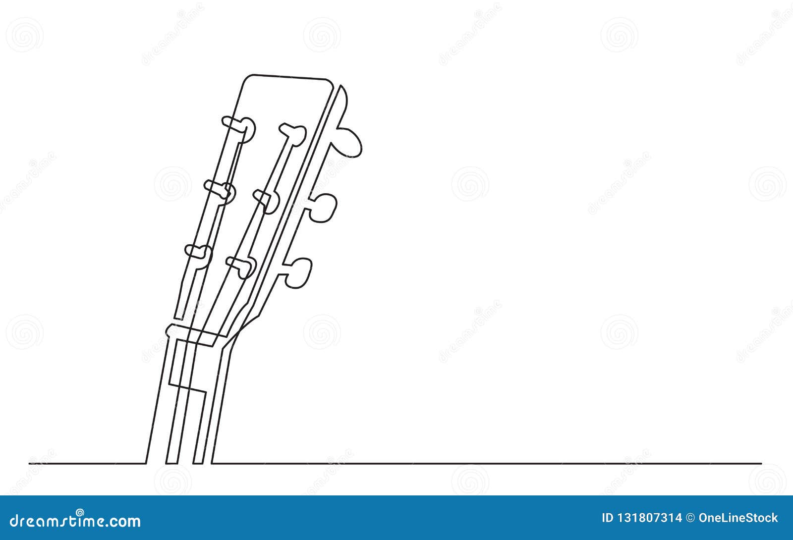 Continuous Line Drawing of Acoustic Guitar Headsock Stock Vector ...
