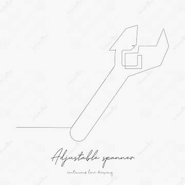 Continuous Line Drawing. Adjustable Spanner. Simple Vector Illustration ...