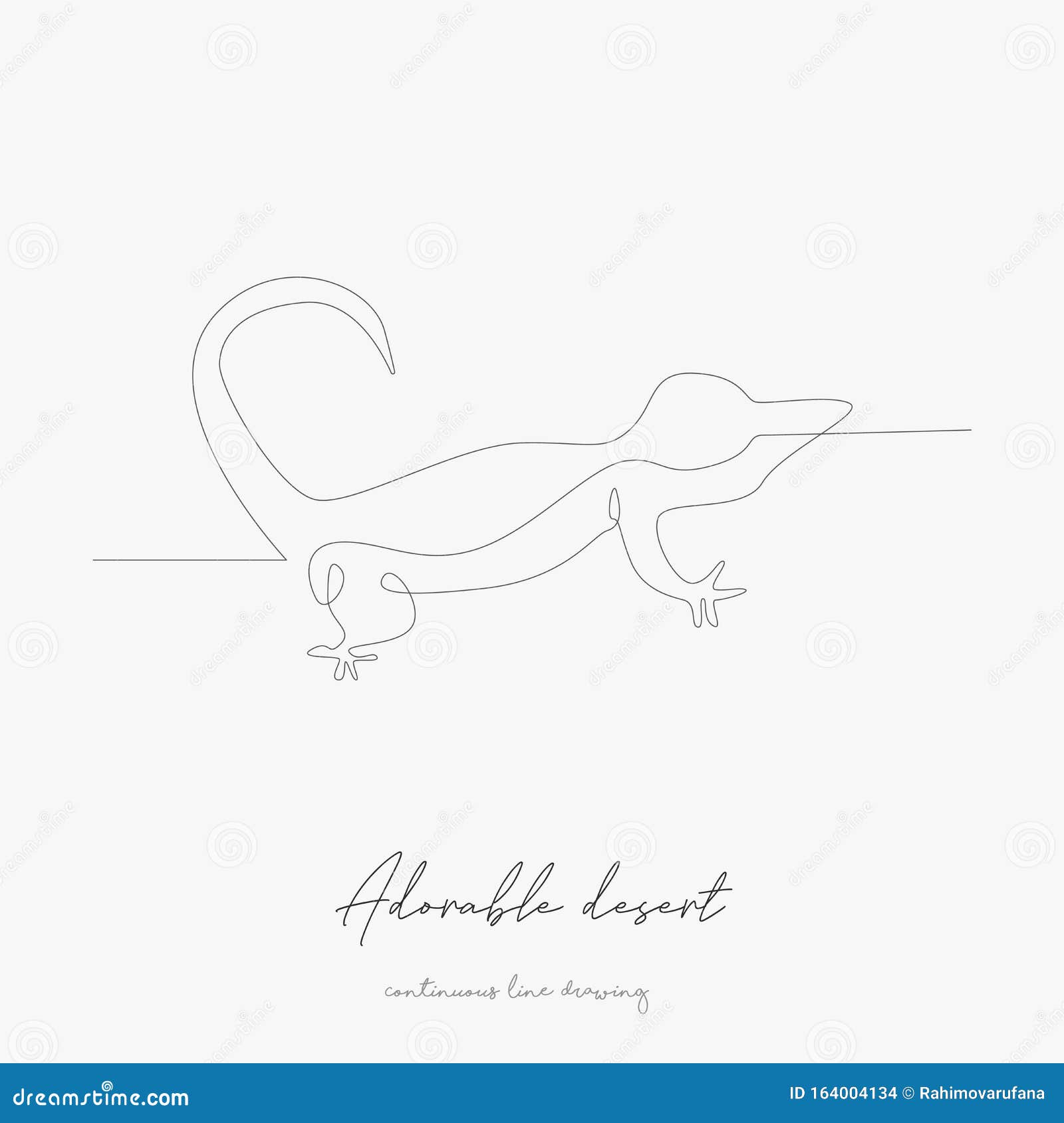 Continuous Line Drawing. Adorable Desert Lizard. Simple Vector ...