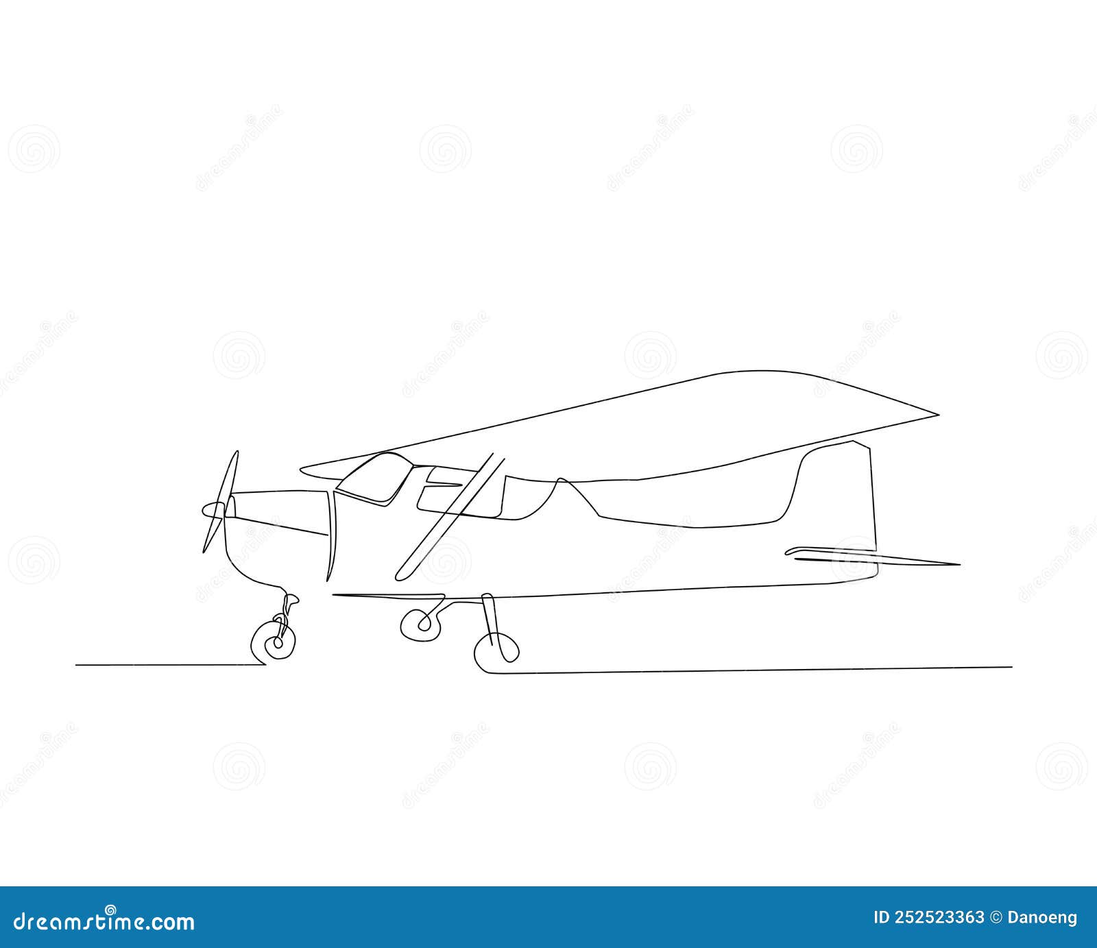 Continuous Line Drawing of Airplane. Single One Line Art Concept of Old ...