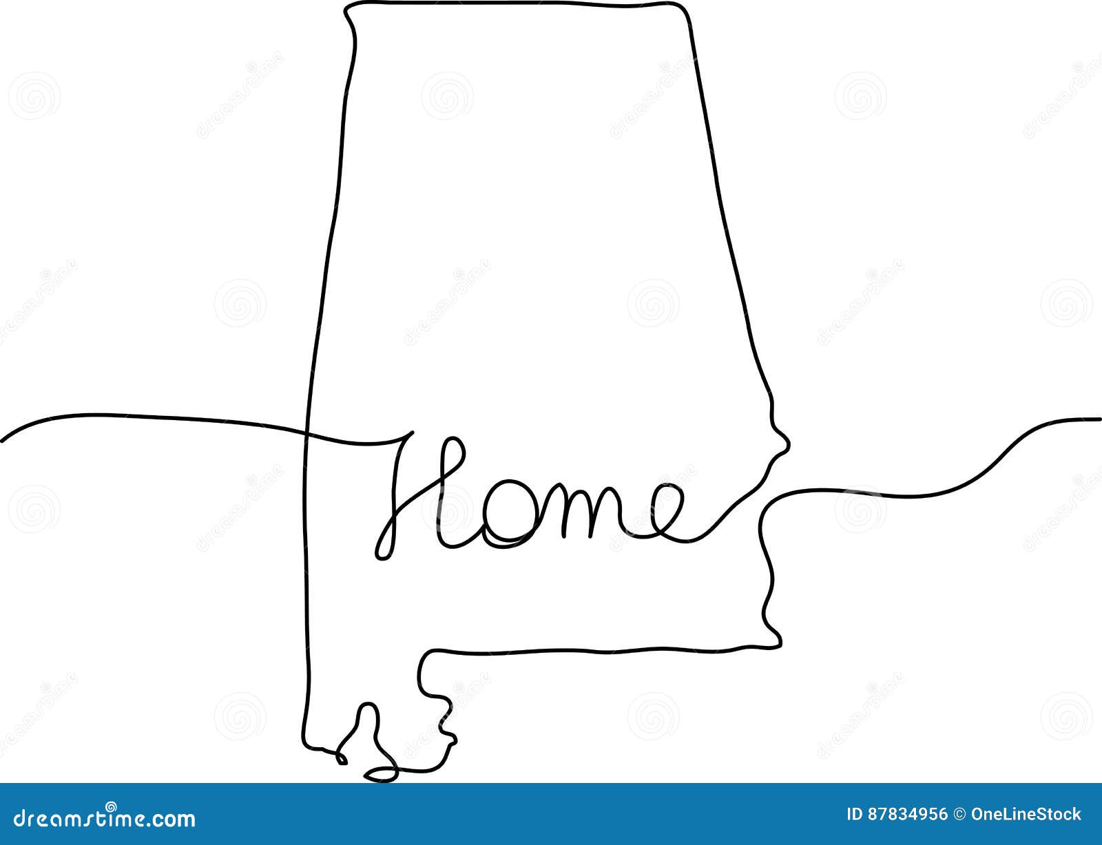 Continuous Line Drawing of Alabama Home Sign Stock Vector ...