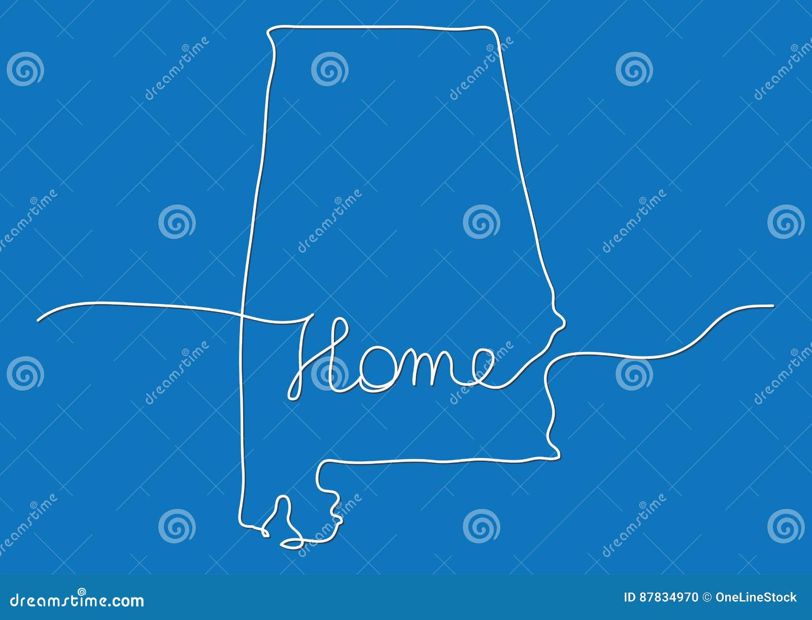 Continuous Line Drawing of Alabama Home Sign Stock Vector ...