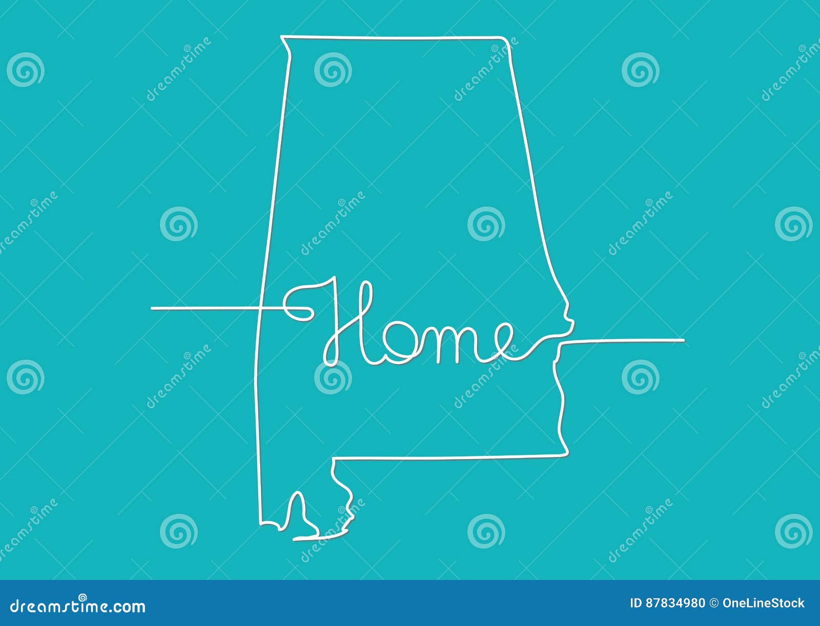 Continuous Line Drawing of Alabama Home Sign Stock Vector ...