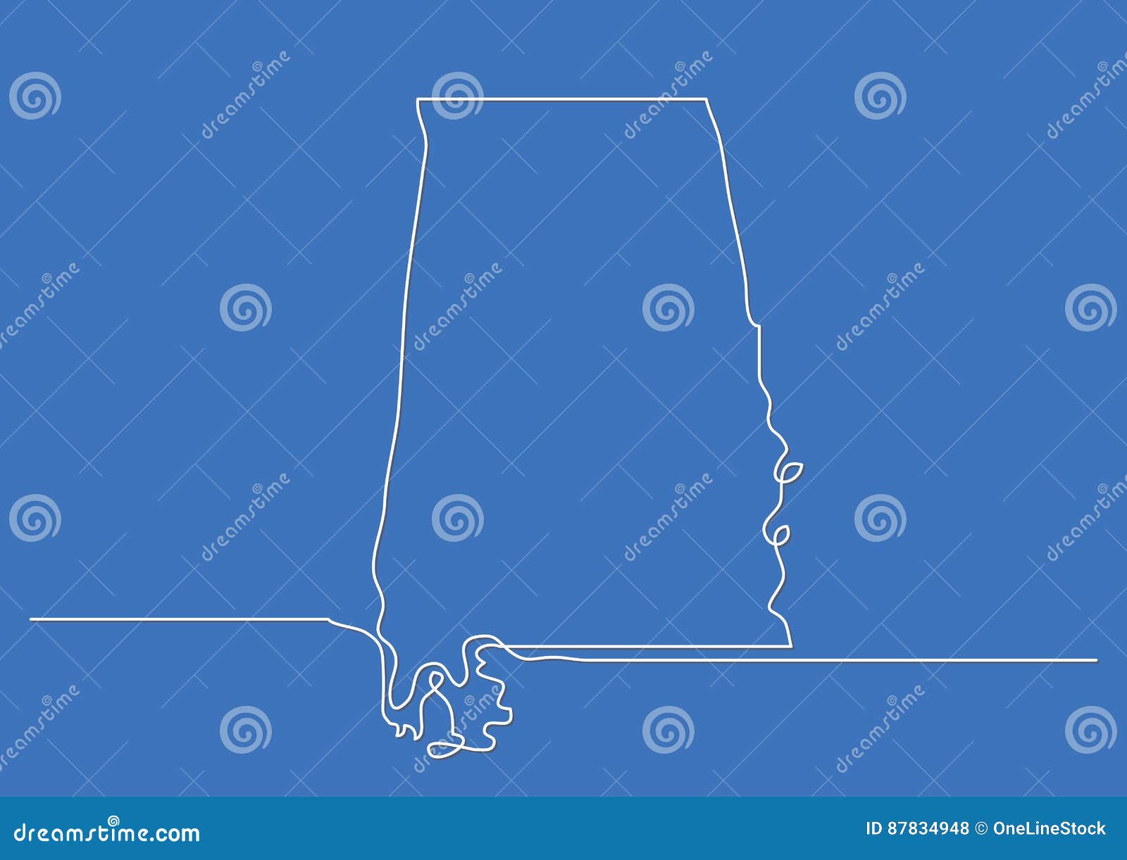 Continuous Line Drawing of Alabama State Stock Vector - Illustration of ...