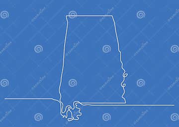 Continuous Line Drawing of Alabama State Stock Vector - Illustration of ...