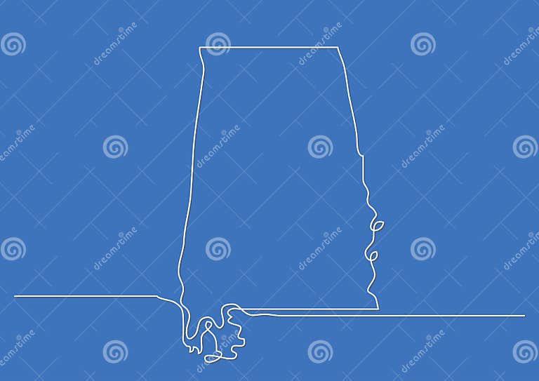 Continuous Line Drawing of Alabama State Stock Vector - Illustration of ...