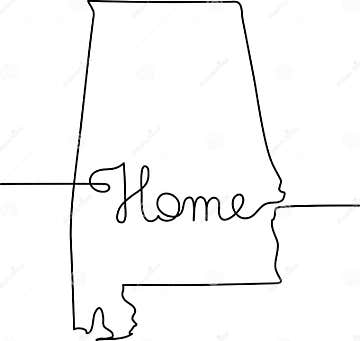 Continuous Line Drawing of Alabama State Stock Vector - Illustration of ...