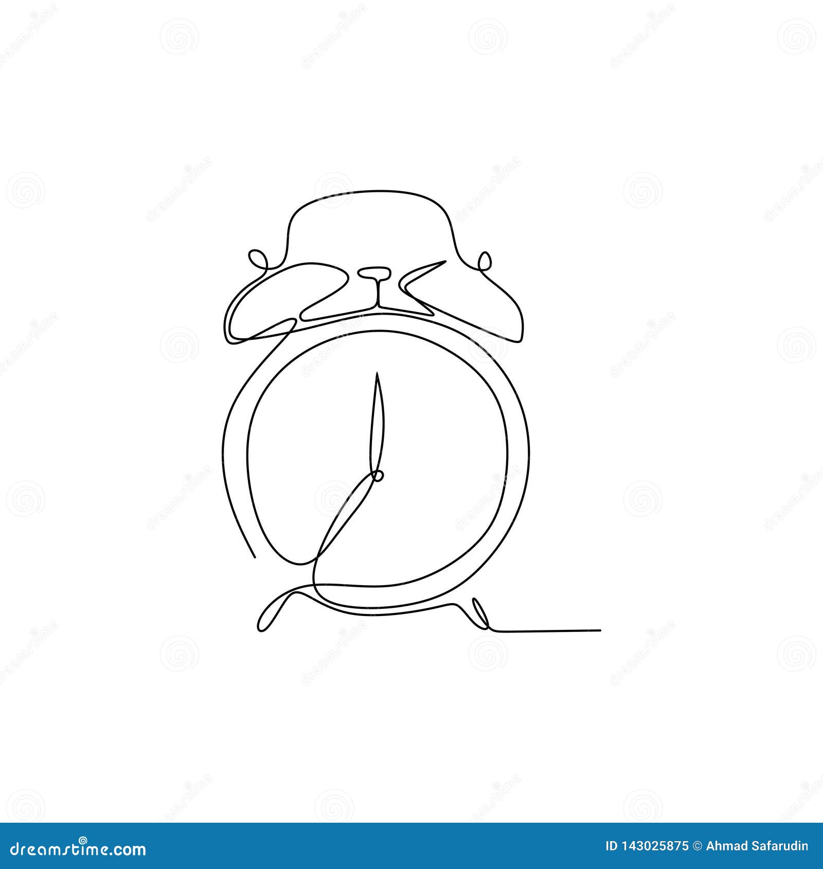 Continuous Line Drawing of the Alarm Clock Stock Vector - Illustration ...