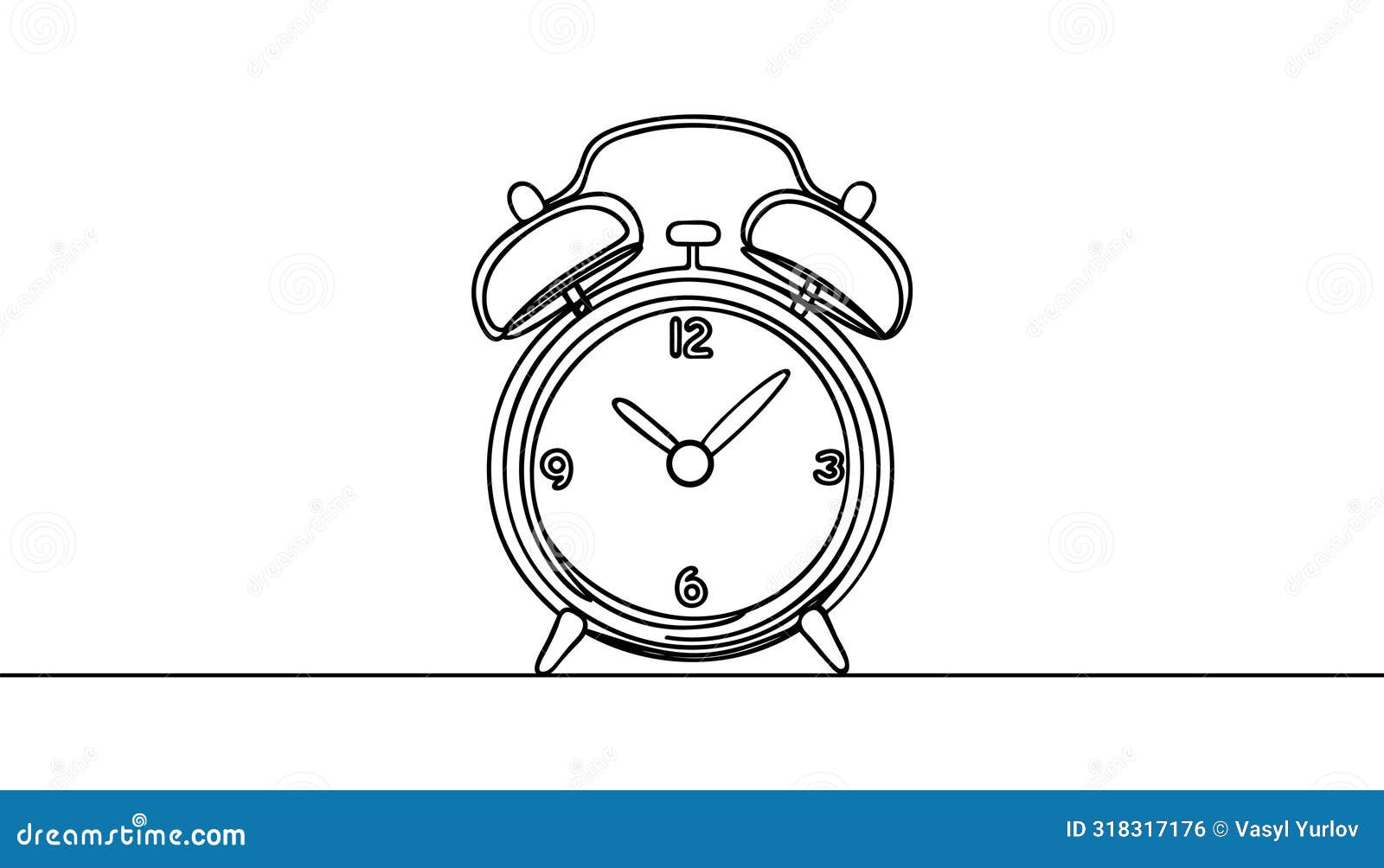Continuous Line Drawing of Alarm Clock. Alarm Clock Icon in Single Line ...
