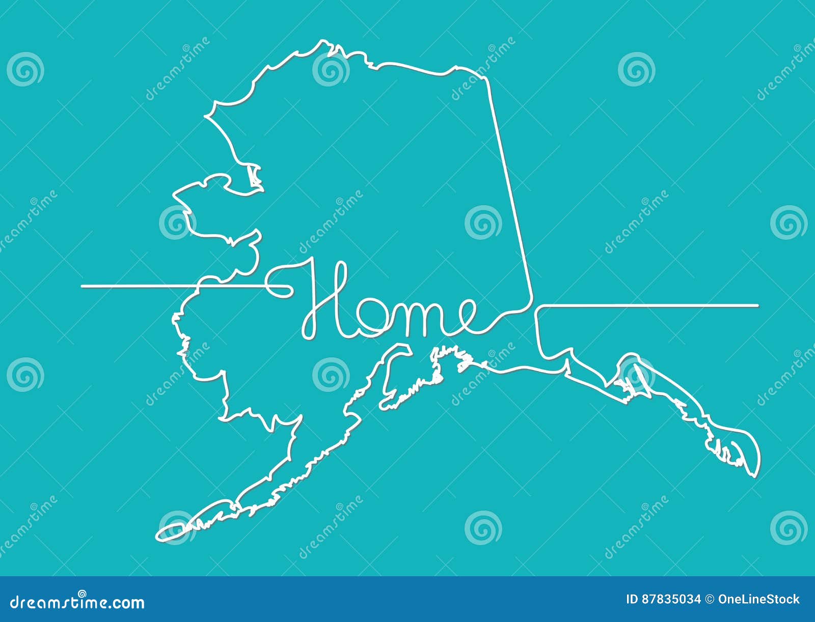 Continuous Line Drawing of Alaska Home Sign Stock Vector - Illustration ...