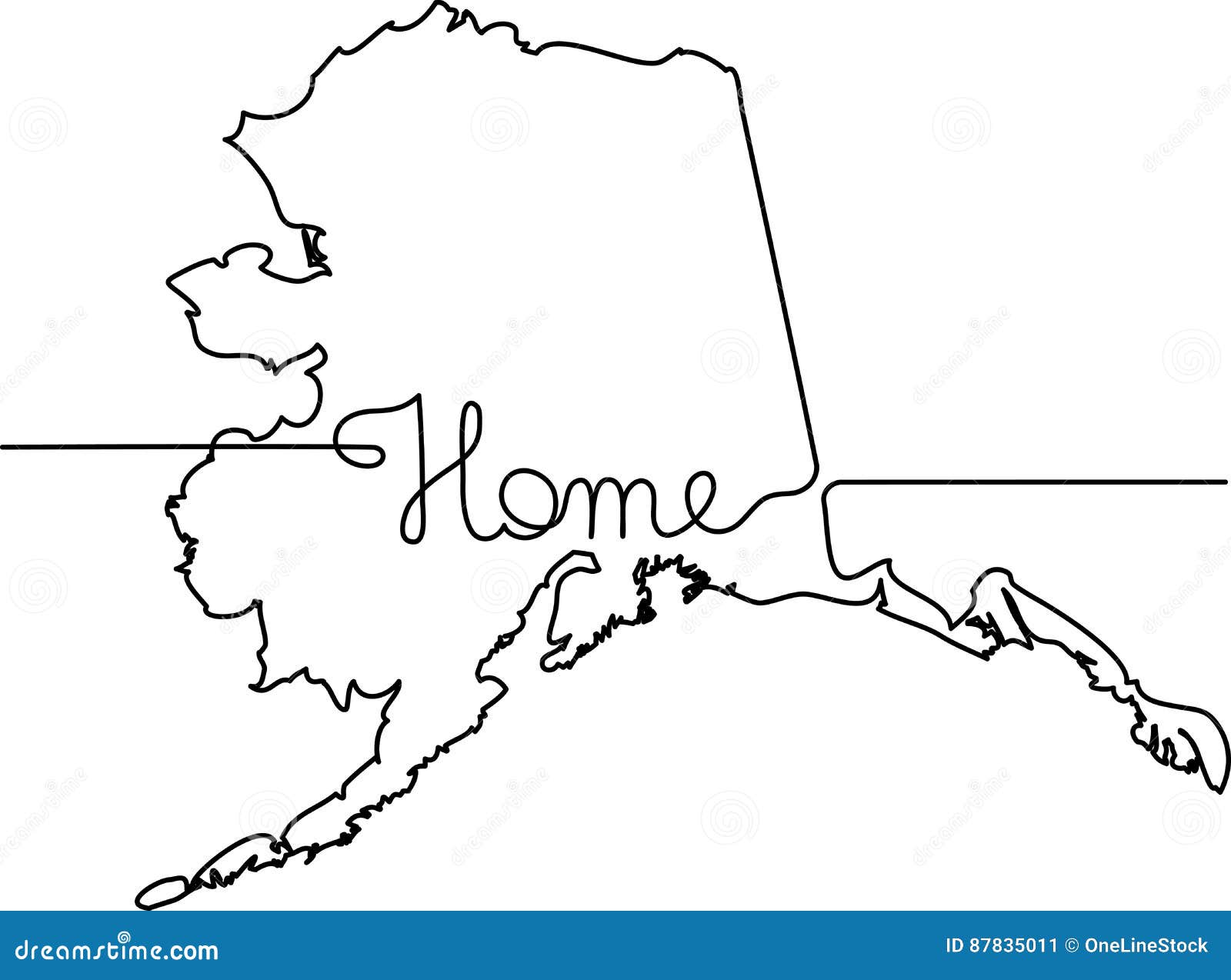 Continuous Line Drawing of Alaska Home Sign Stock Vector - Illustration ...