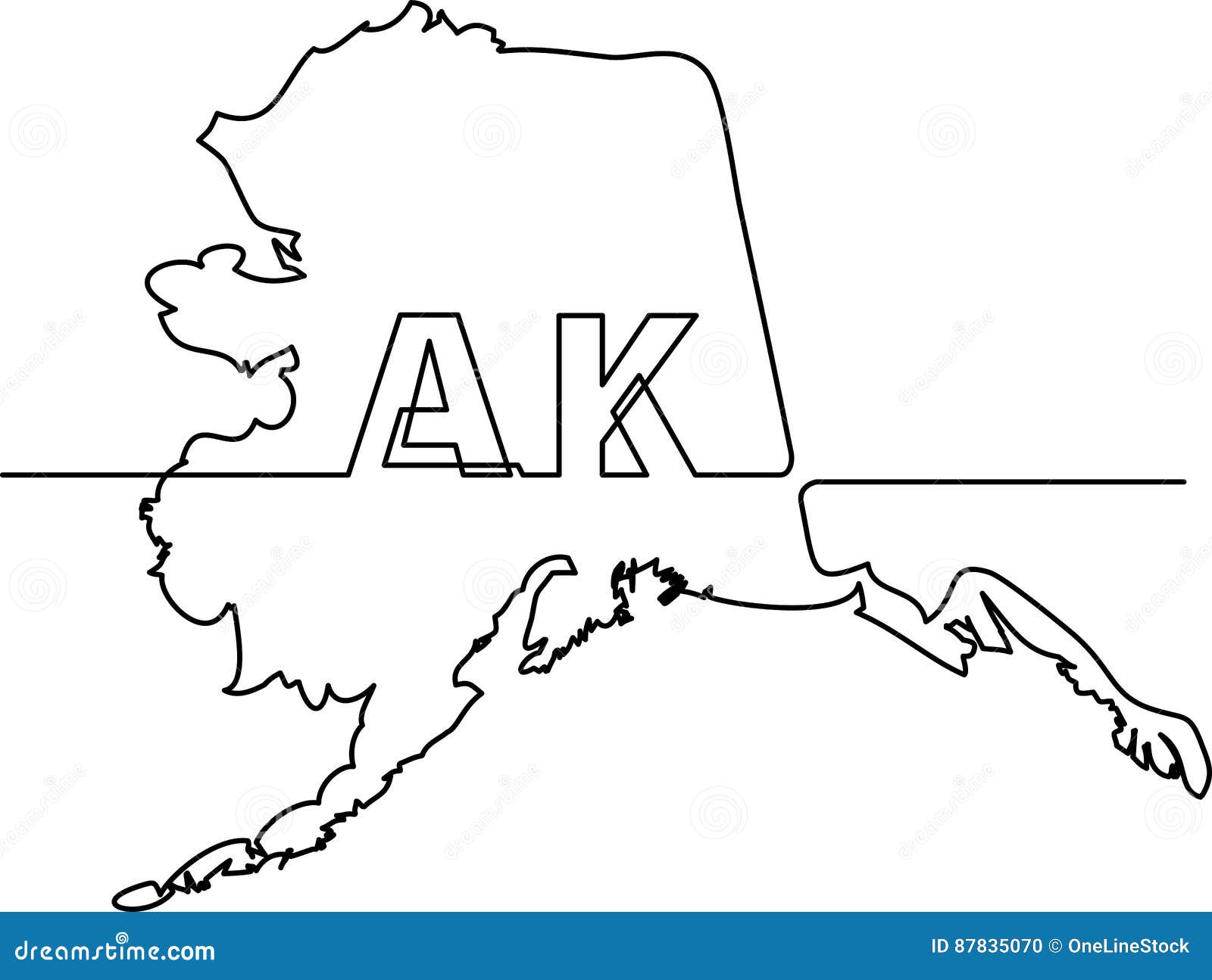 Continuous Line Drawing of Alaska State Stock Vector - Illustration of ...
