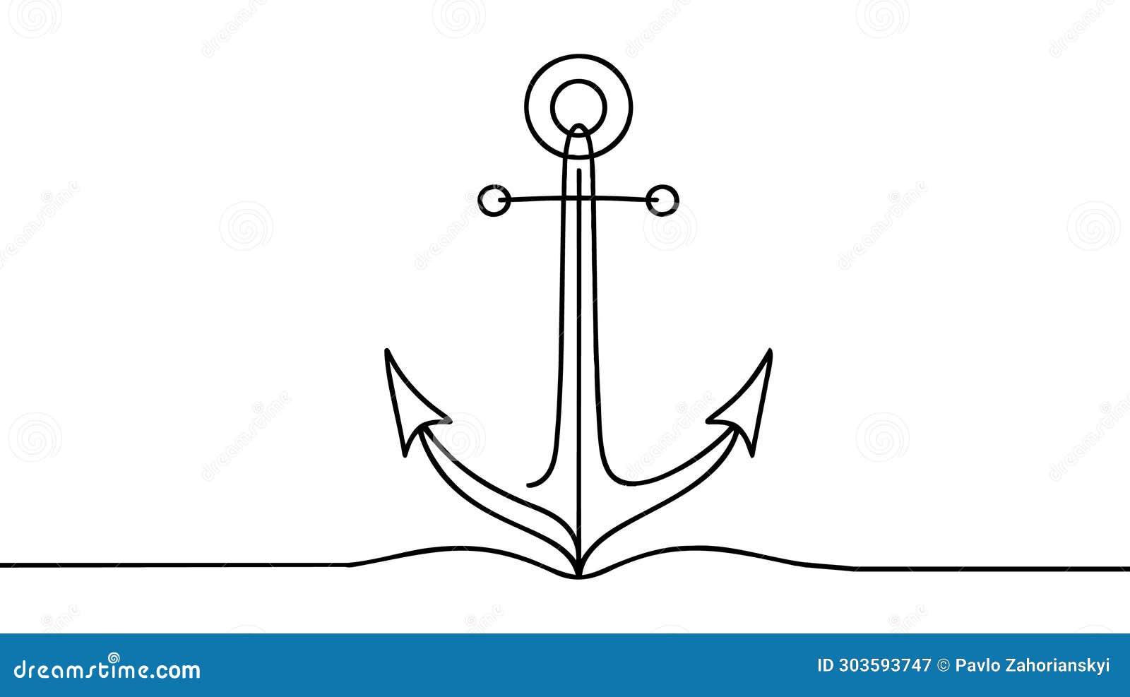 Continuous Line Drawing of Anchor. Anchor Linear Icon. One Line Drawing ...