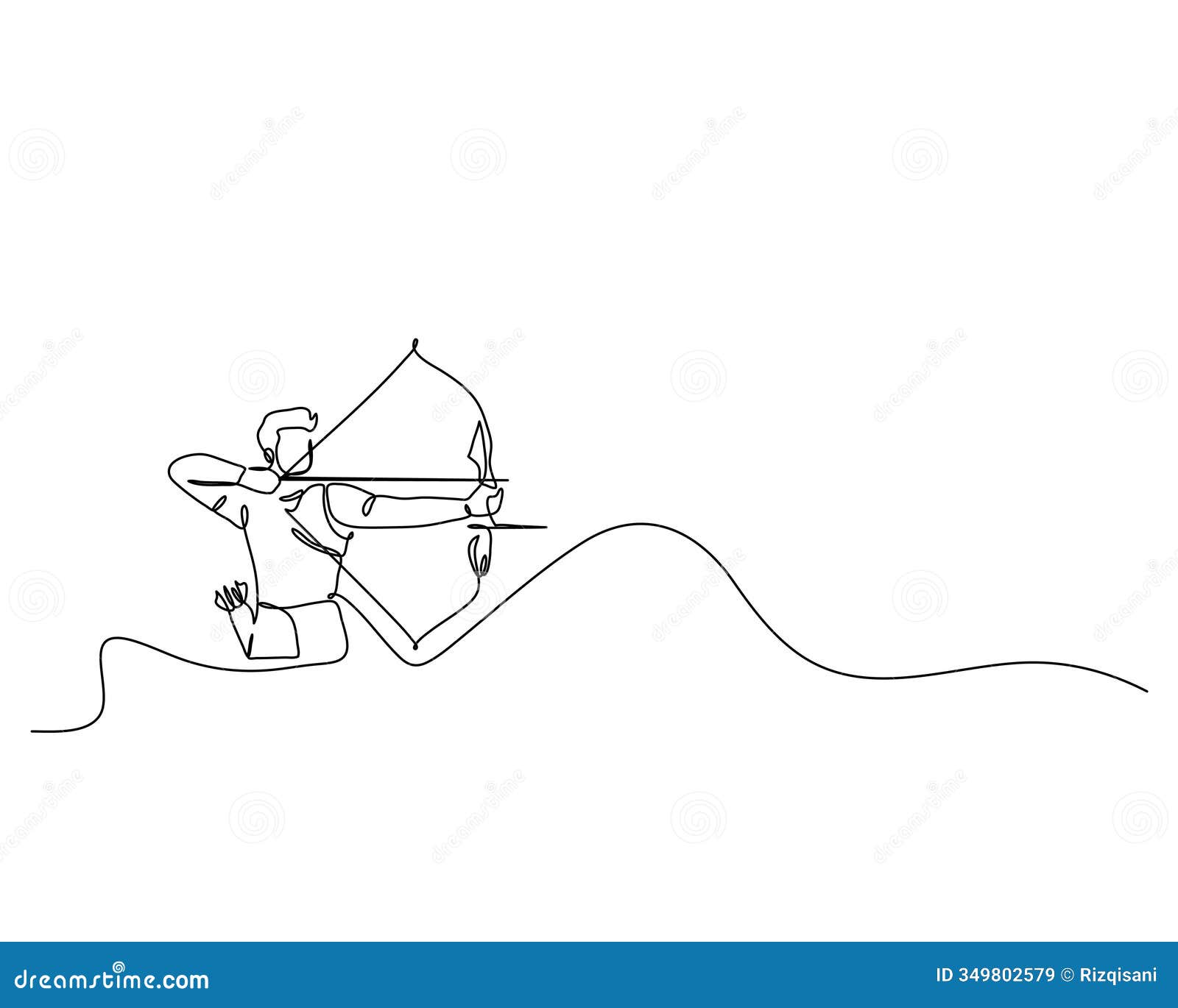 Continuous Line Drawing of an Archer Aiming a Bow and Arrow ...