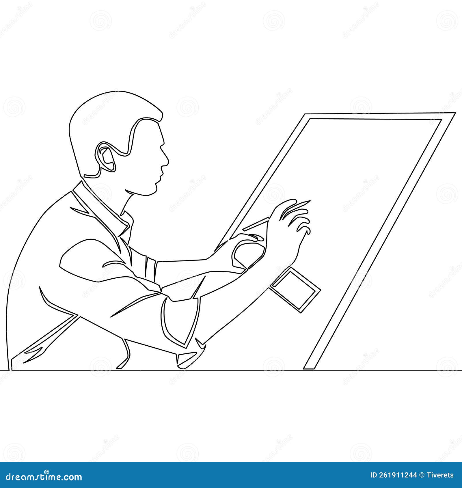 Continuous Line Drawing Architect Draw Sketch Draft Construction Design ...