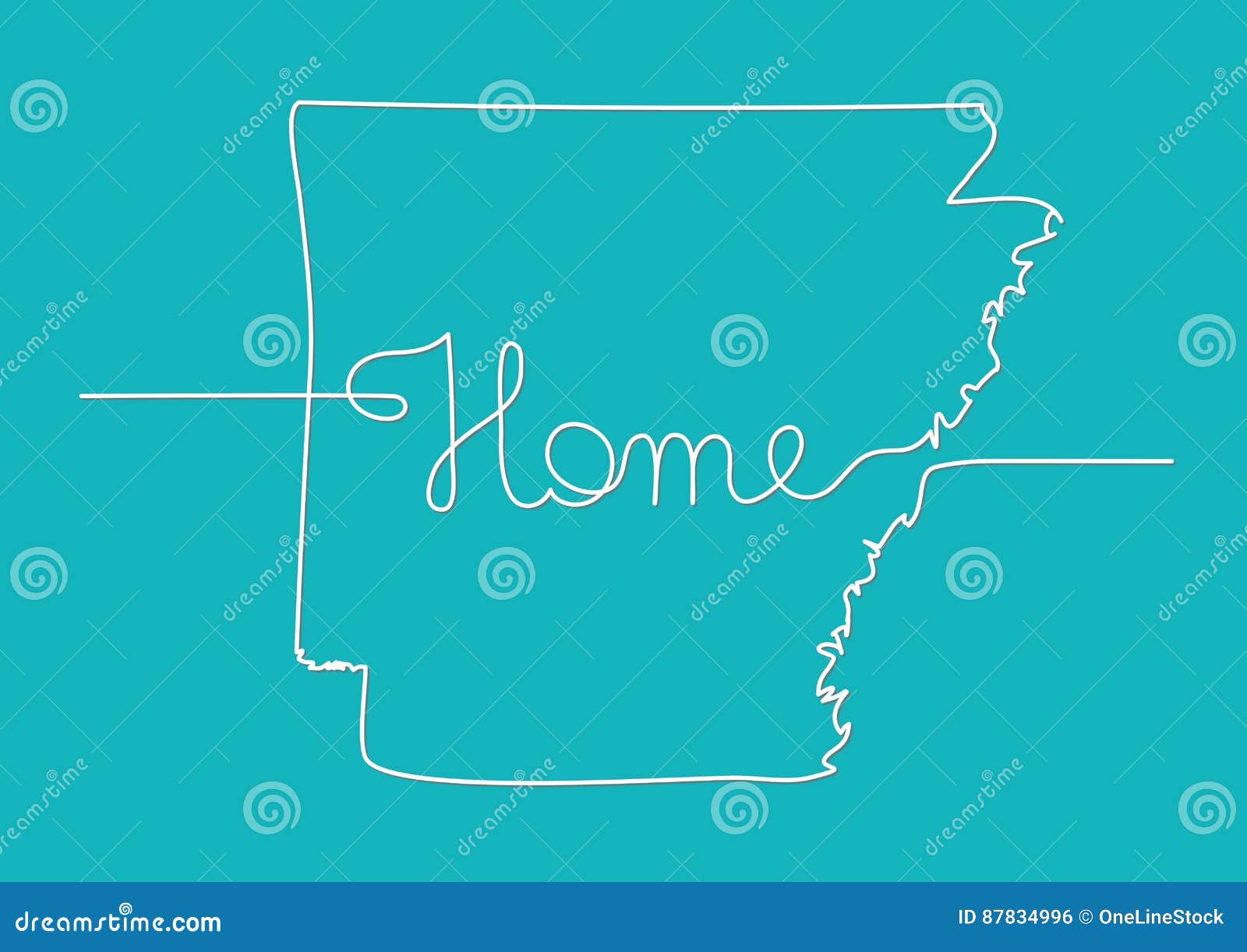 Continuous Line Drawing of Arkansas Stock Vector - Illustration of ...