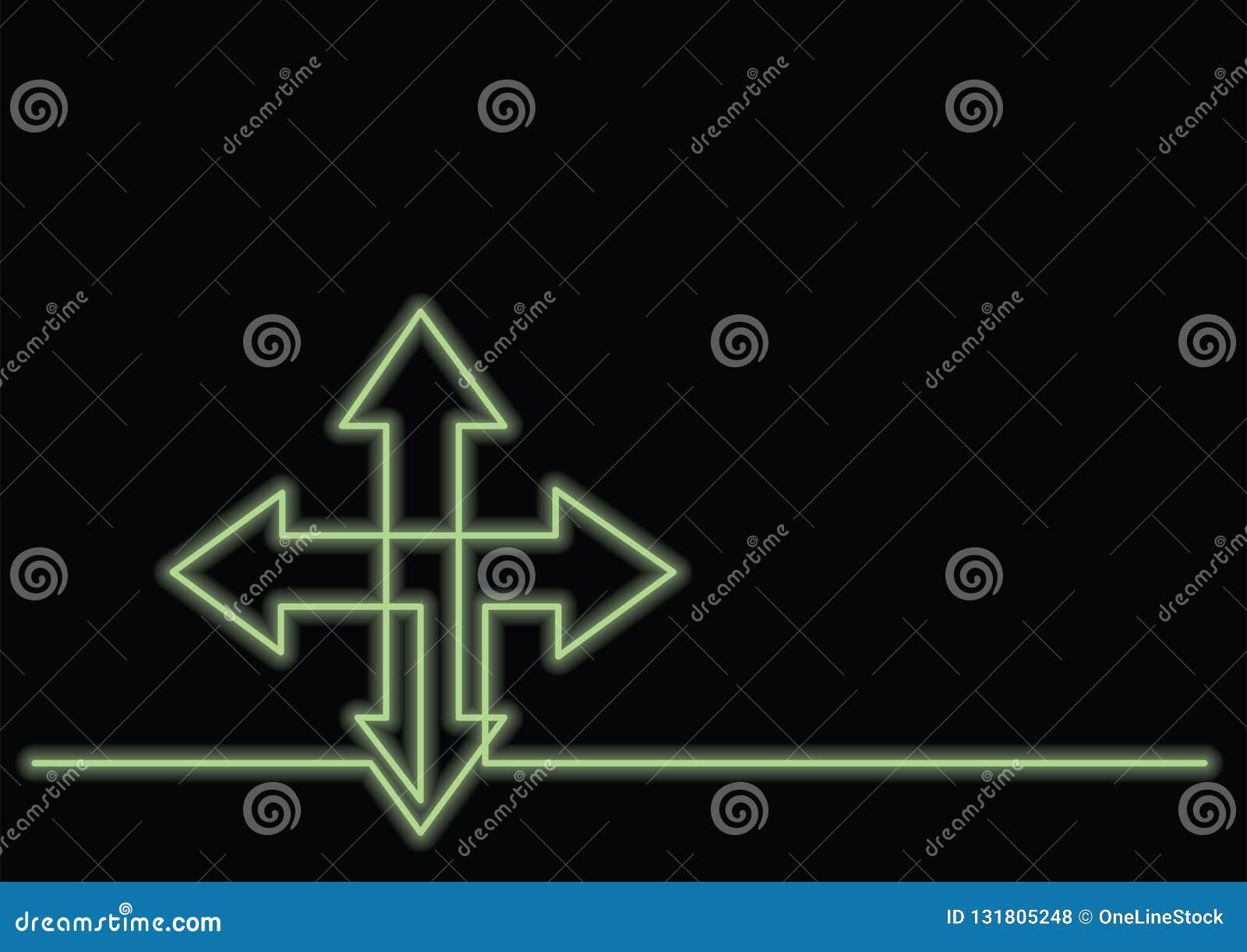 Continuous Line Drawing of Arrow with Neon Vector Effect Stock Vector ...