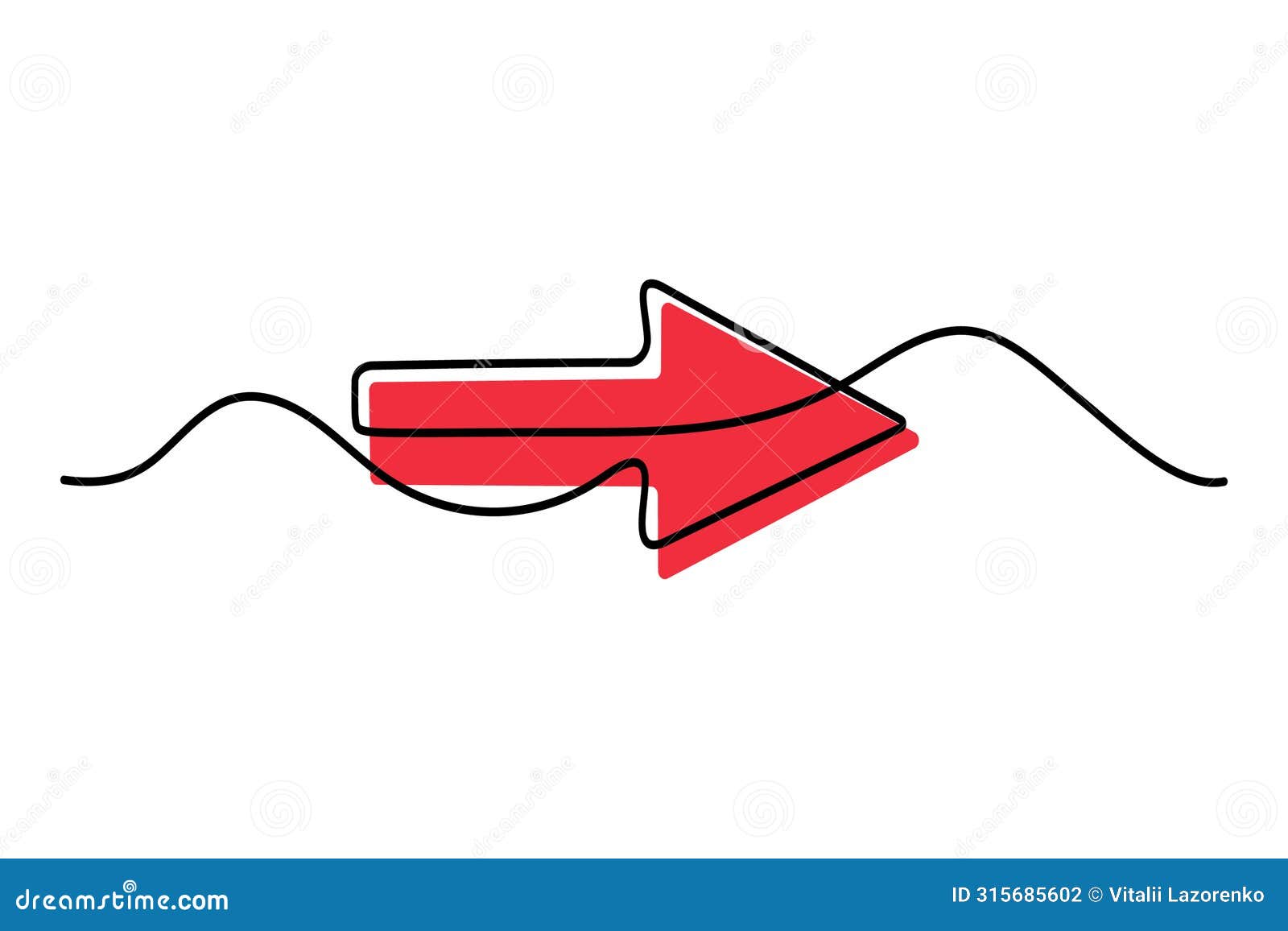 Continuous Line Drawing of Arrow Pointing Right. One Line Arrow ...