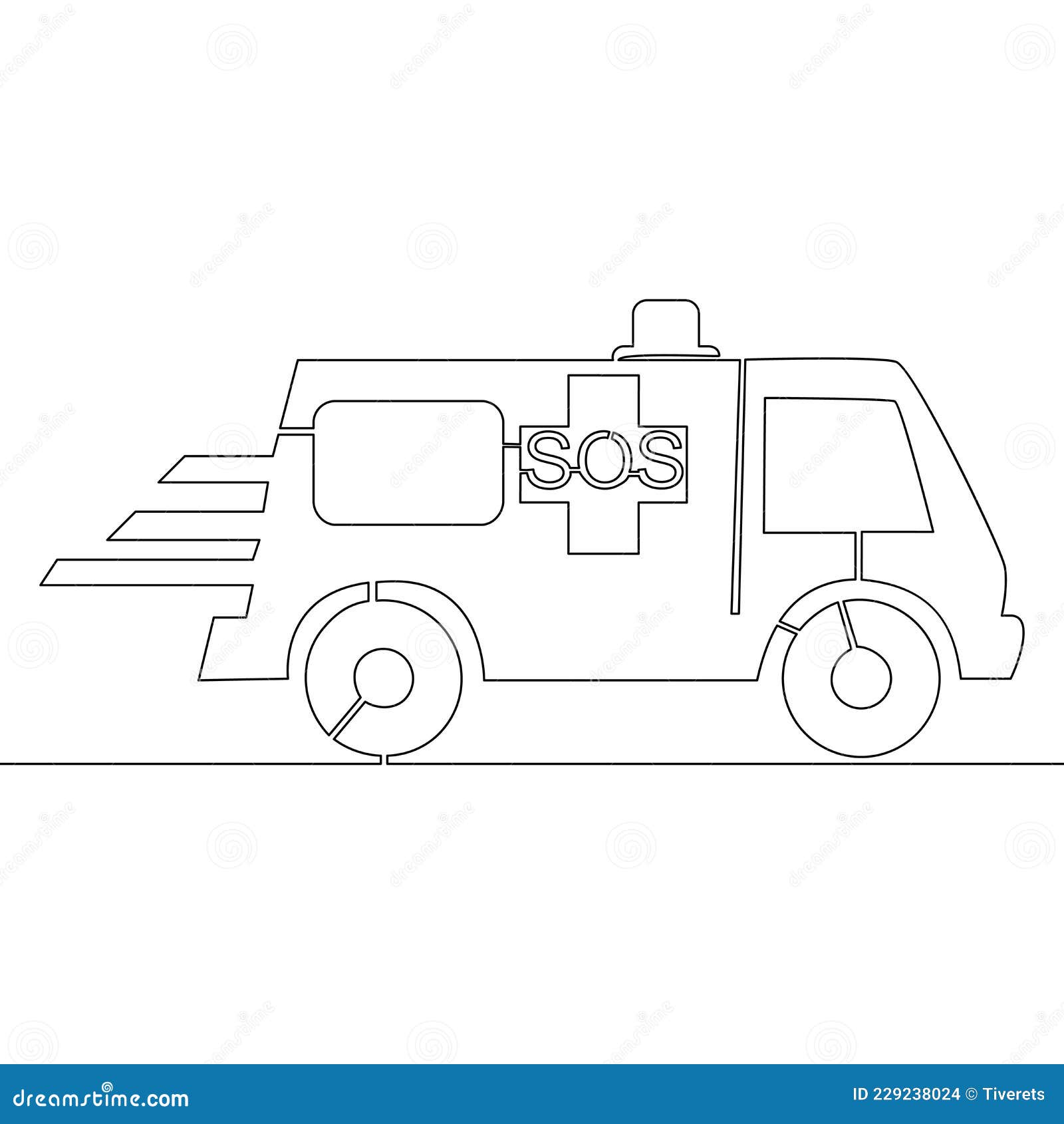 Continuous Line Drawing Art Ambulance Car Concept Vector Illustration ...