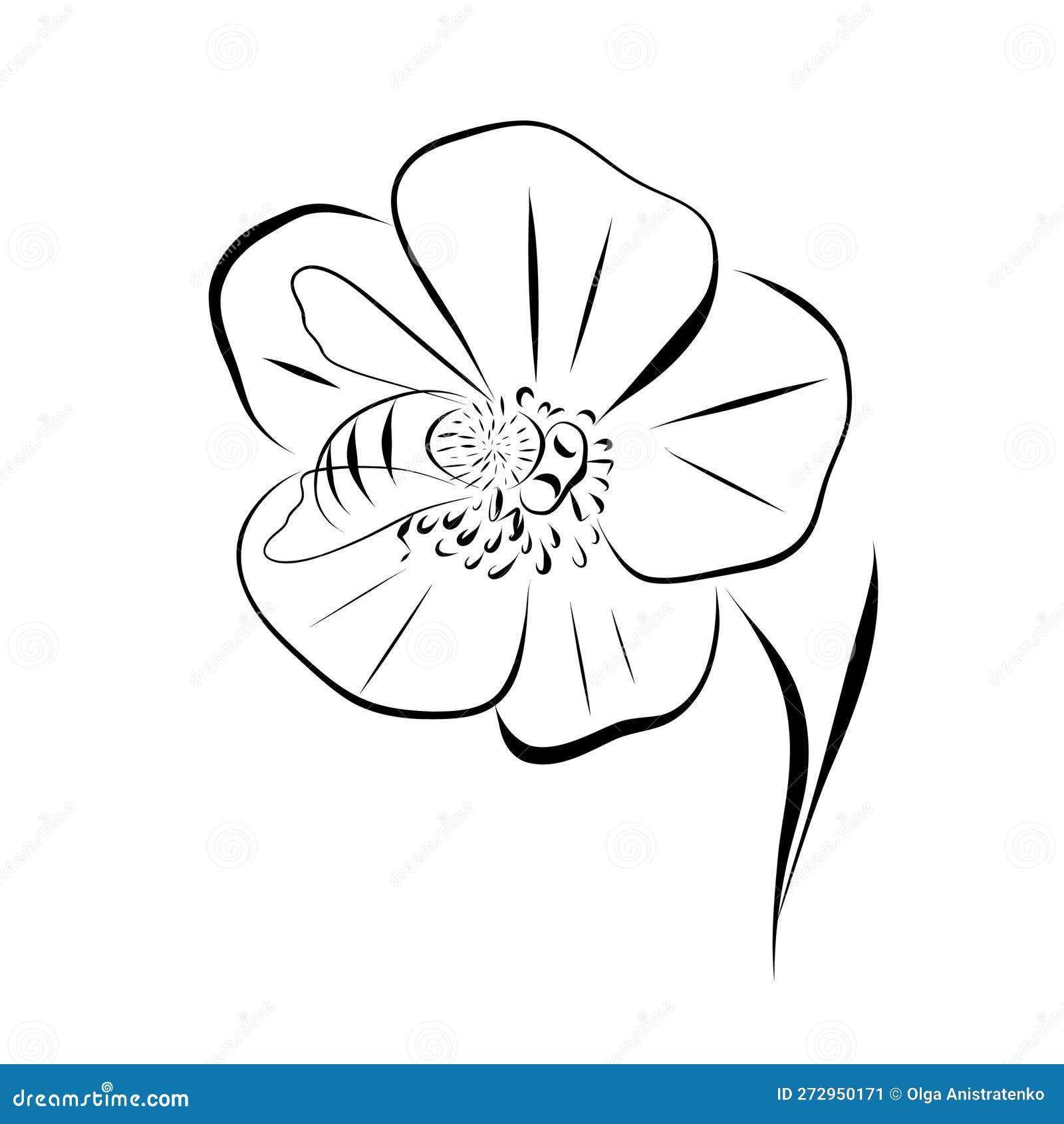Continuous Line Drawing. Line Art Flower with Bee Vector Stock Vector ... Continuous Line Drawing. Line Art Flower with Bee Vector Stock Vector ...
