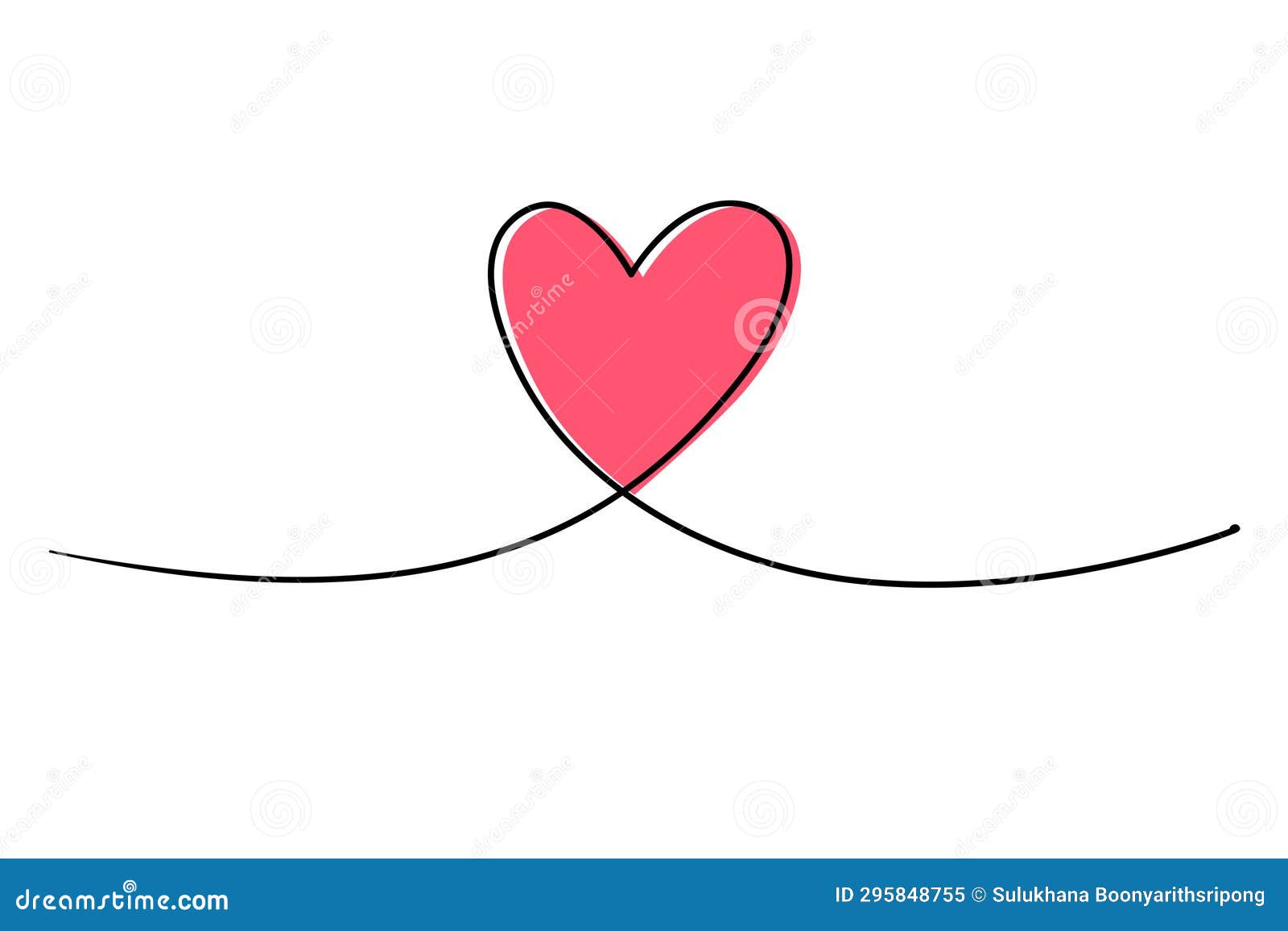 Continuous Line Drawing Art. Heart Hand Drawn with Black Line Stock ...