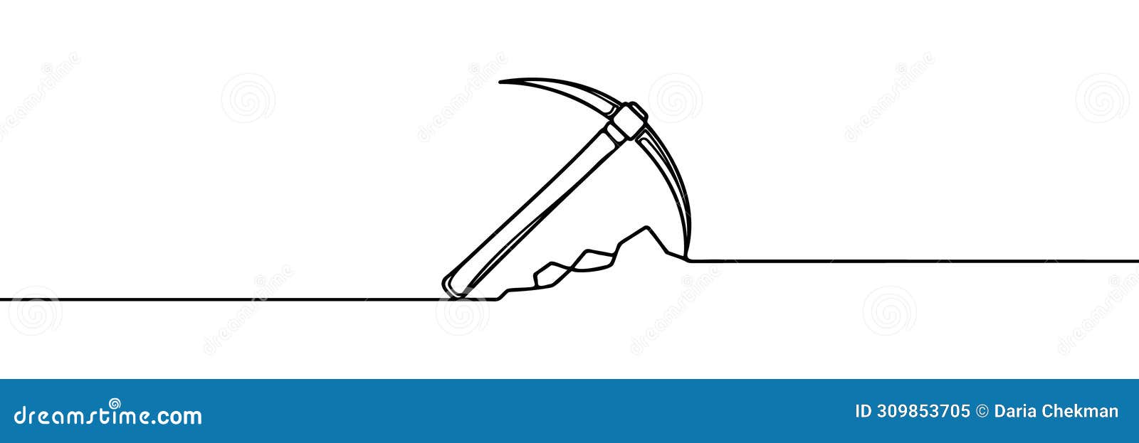 Continuous Line Drawing Art Pickaxe Tool Mining Pickaxe Concept Stock ...